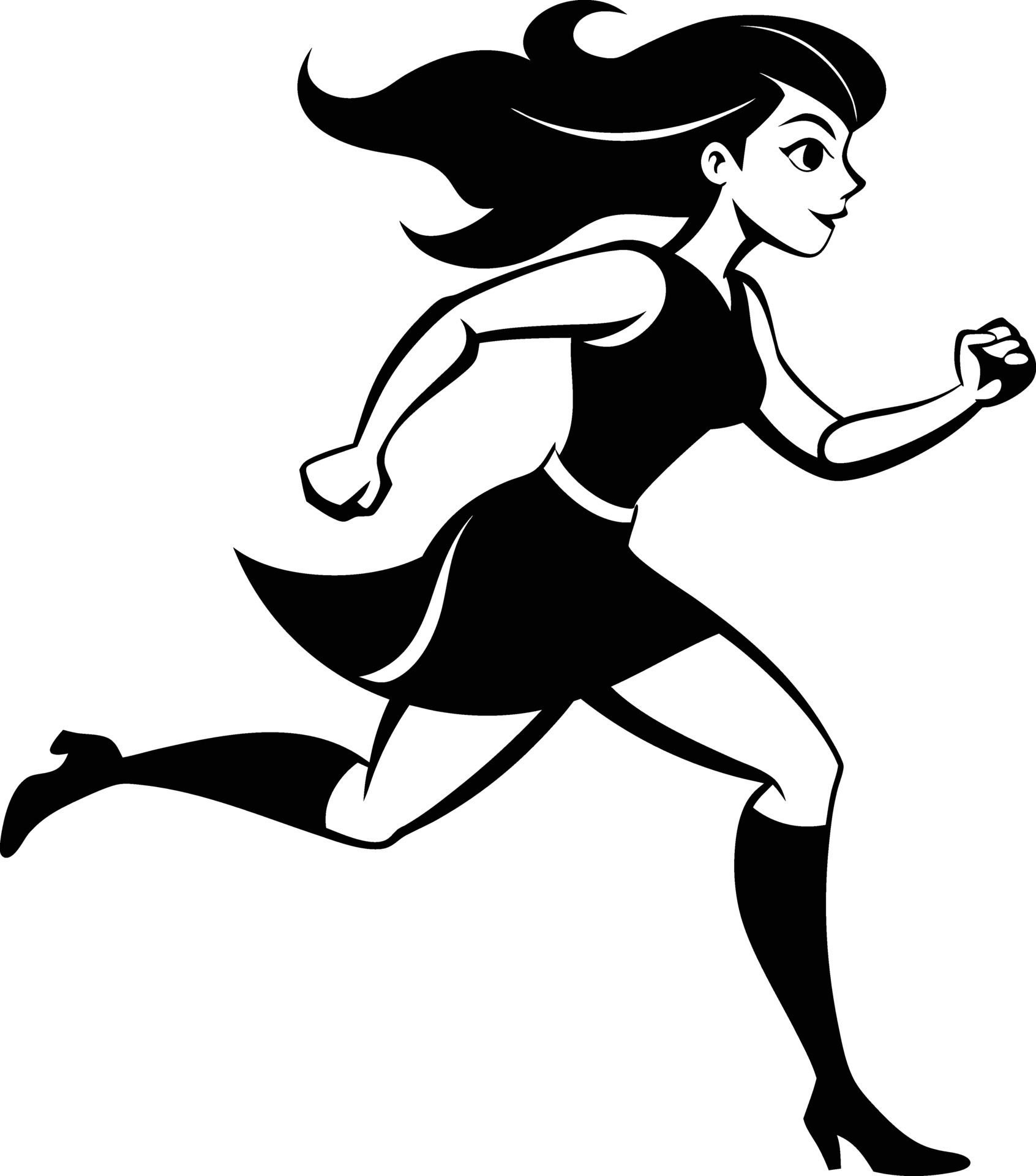 silhouette of a woman running illustration black and white 47487930 ...