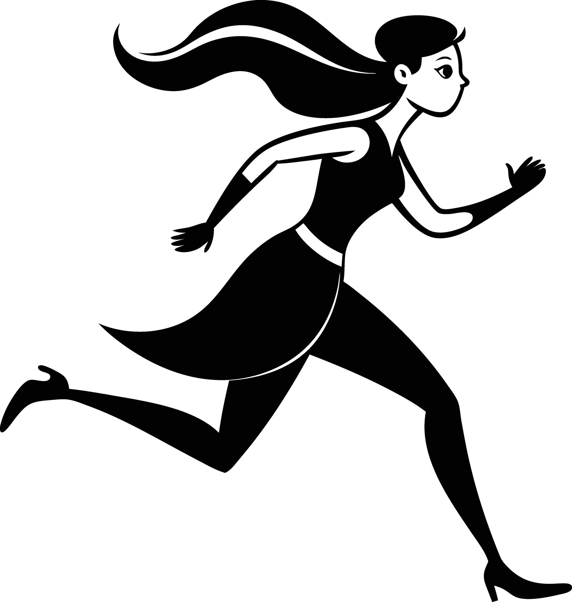 silhouette of a woman running illustration black and white 47487933 ...