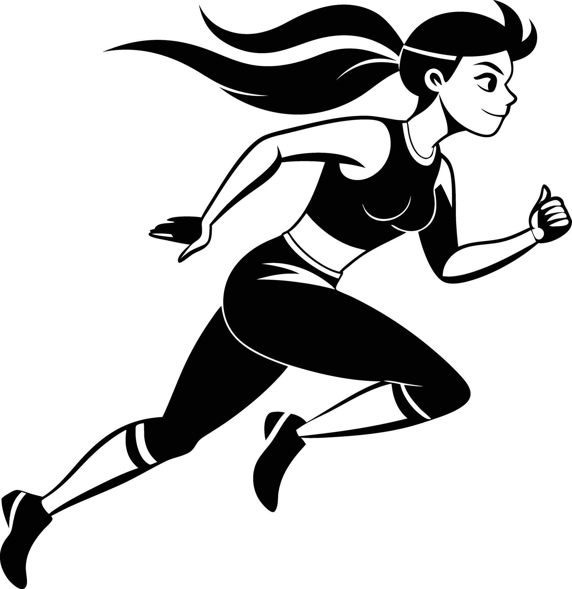 silhouette of a woman running illustration black and white 47487939 ...