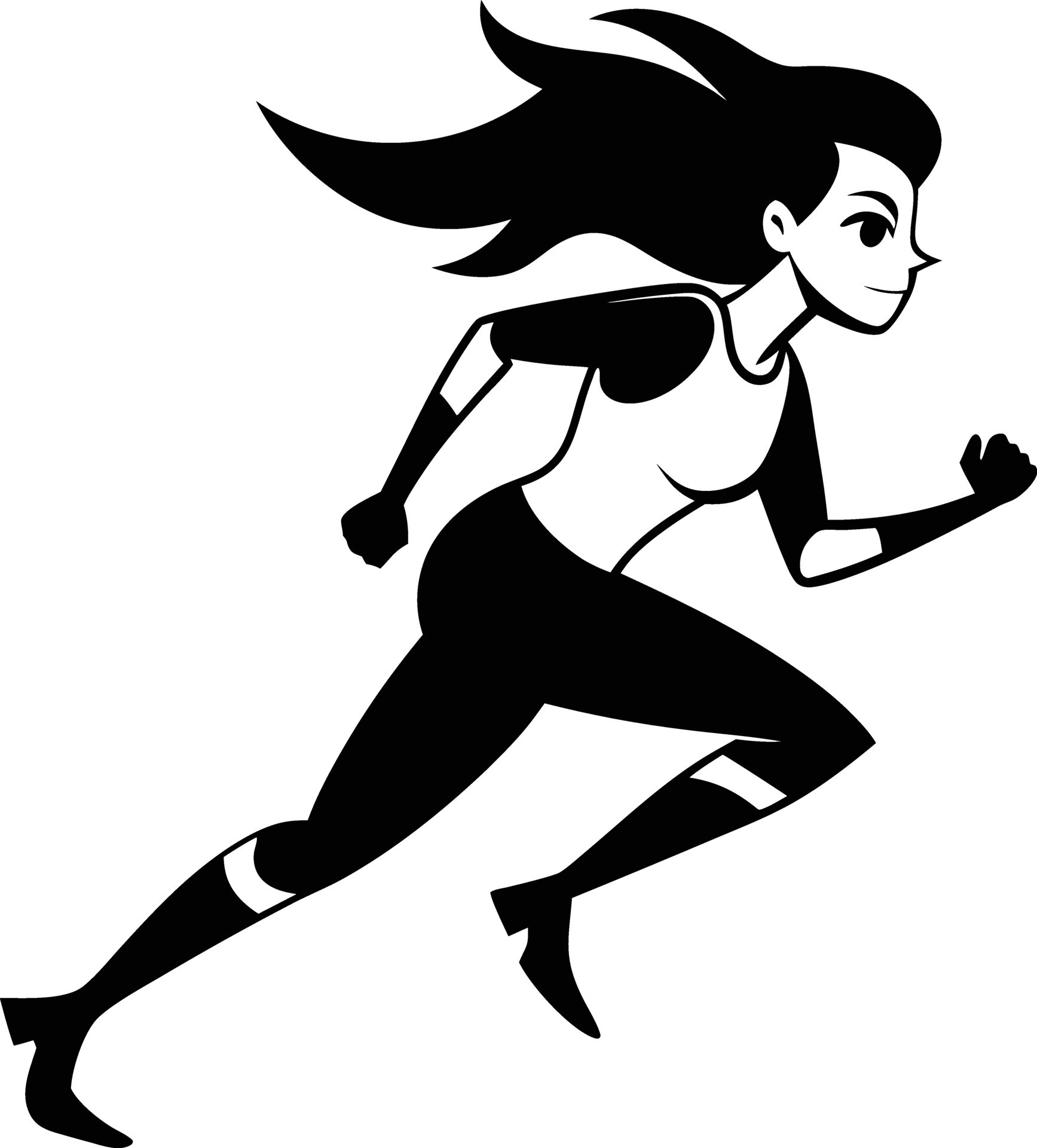 silhouette of a woman running illustration black and white 47487941 ...