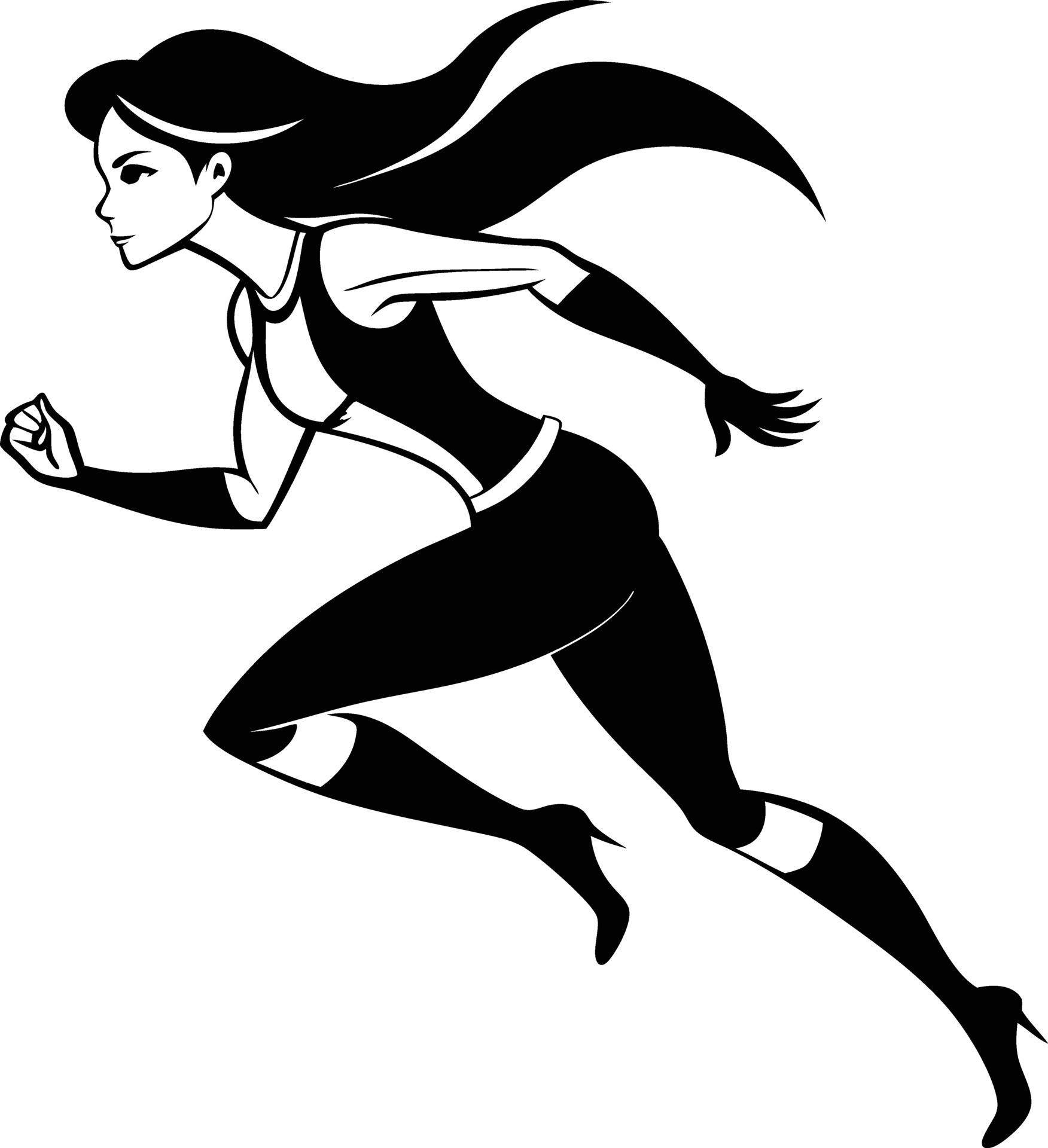 silhouette of a woman running illustration black and white 47487943 ...