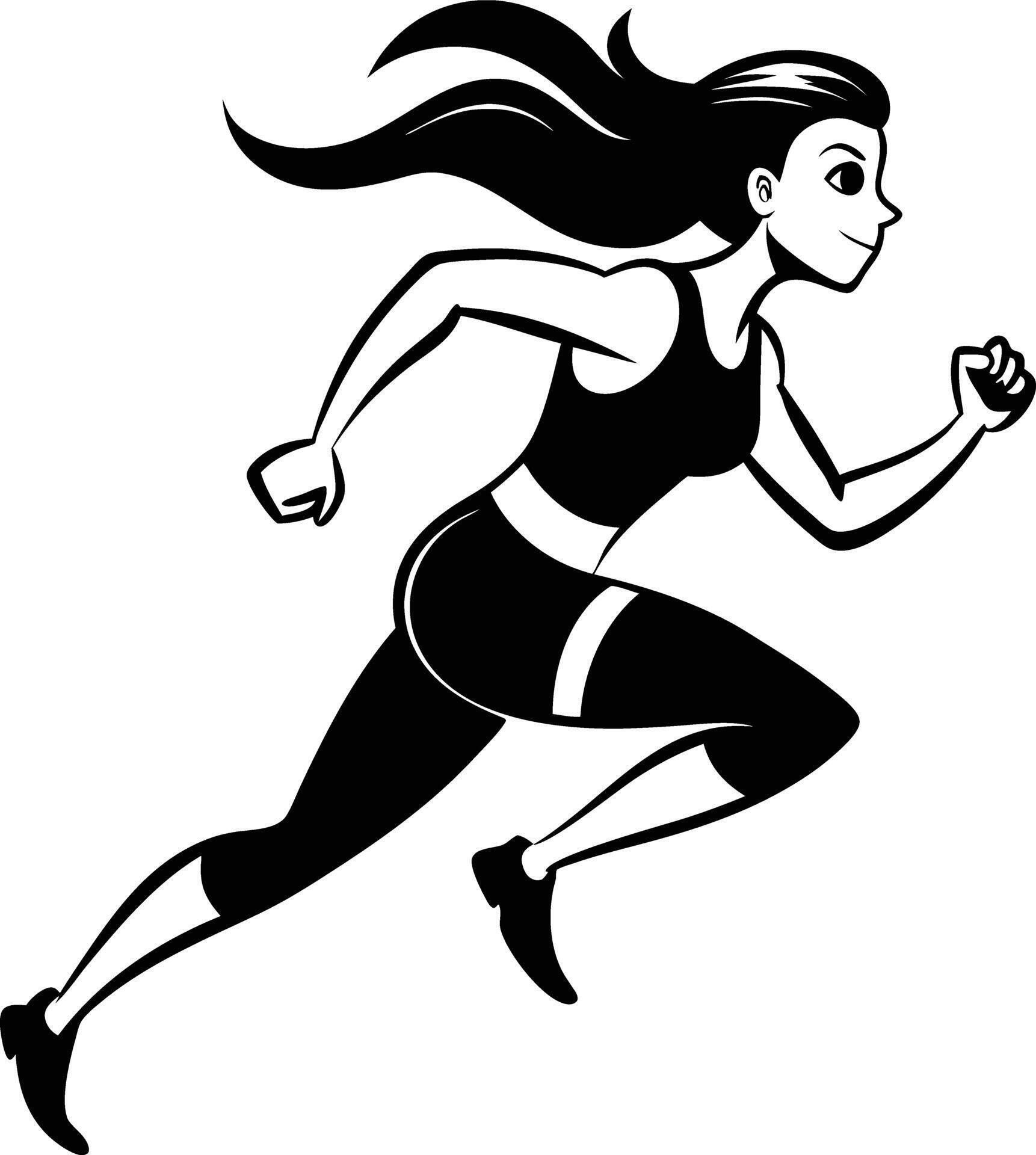 silhouette of a woman running illustration black and white 47487947 ...