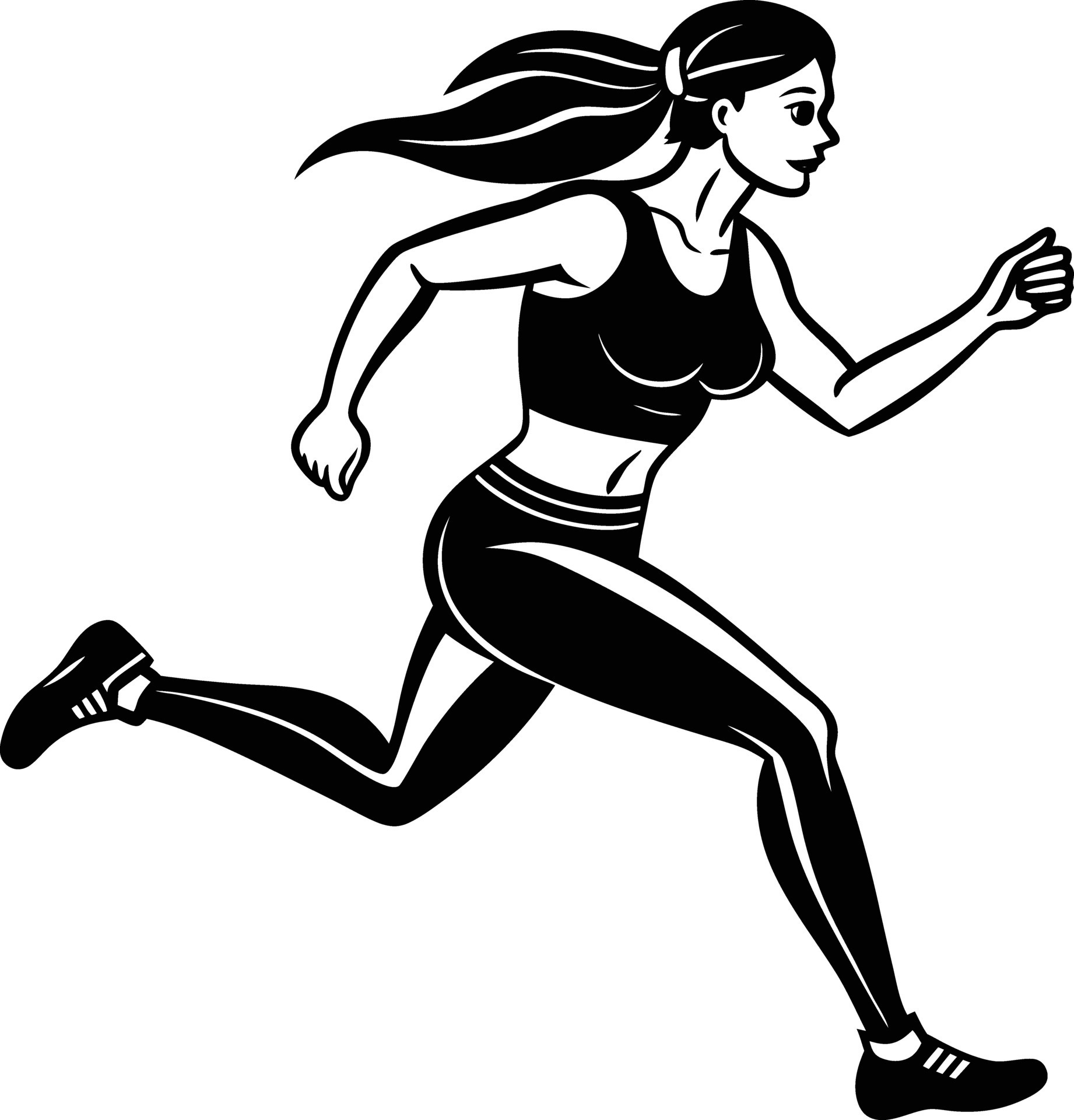 silhouette of a woman running illustration black and white 47487950 ...