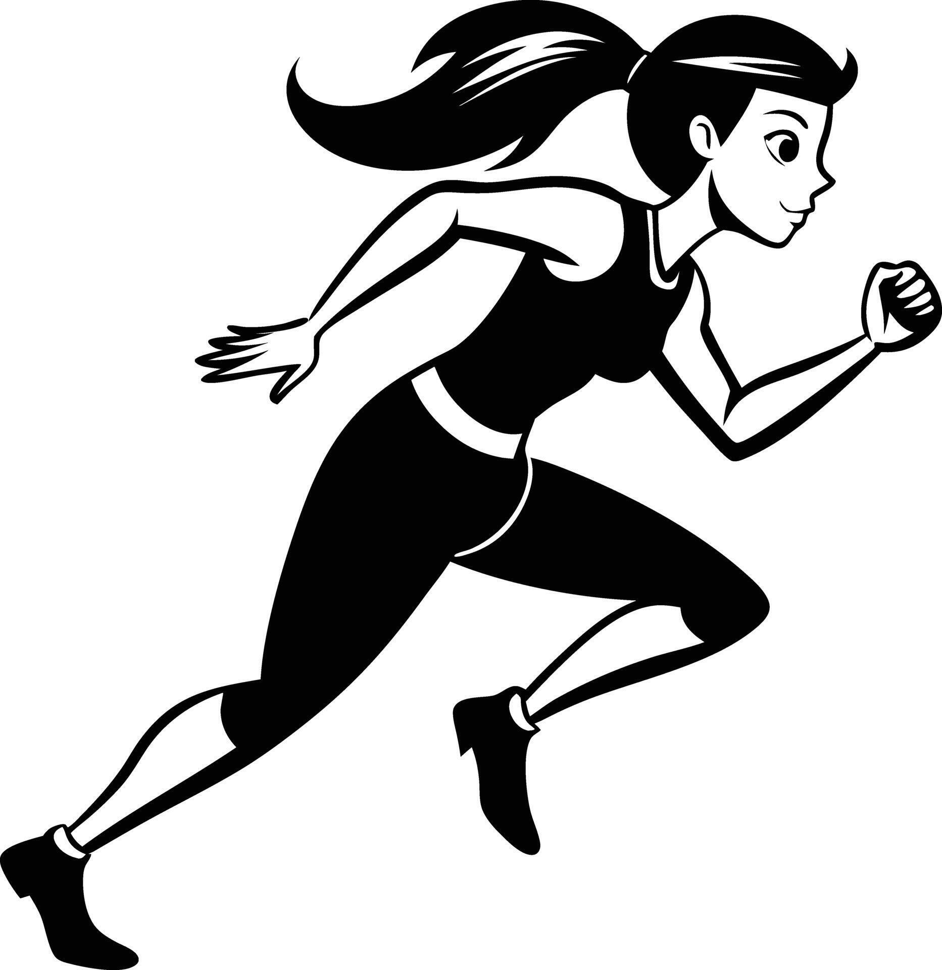 silhouette of a woman running illustration black and white 47487955 ...