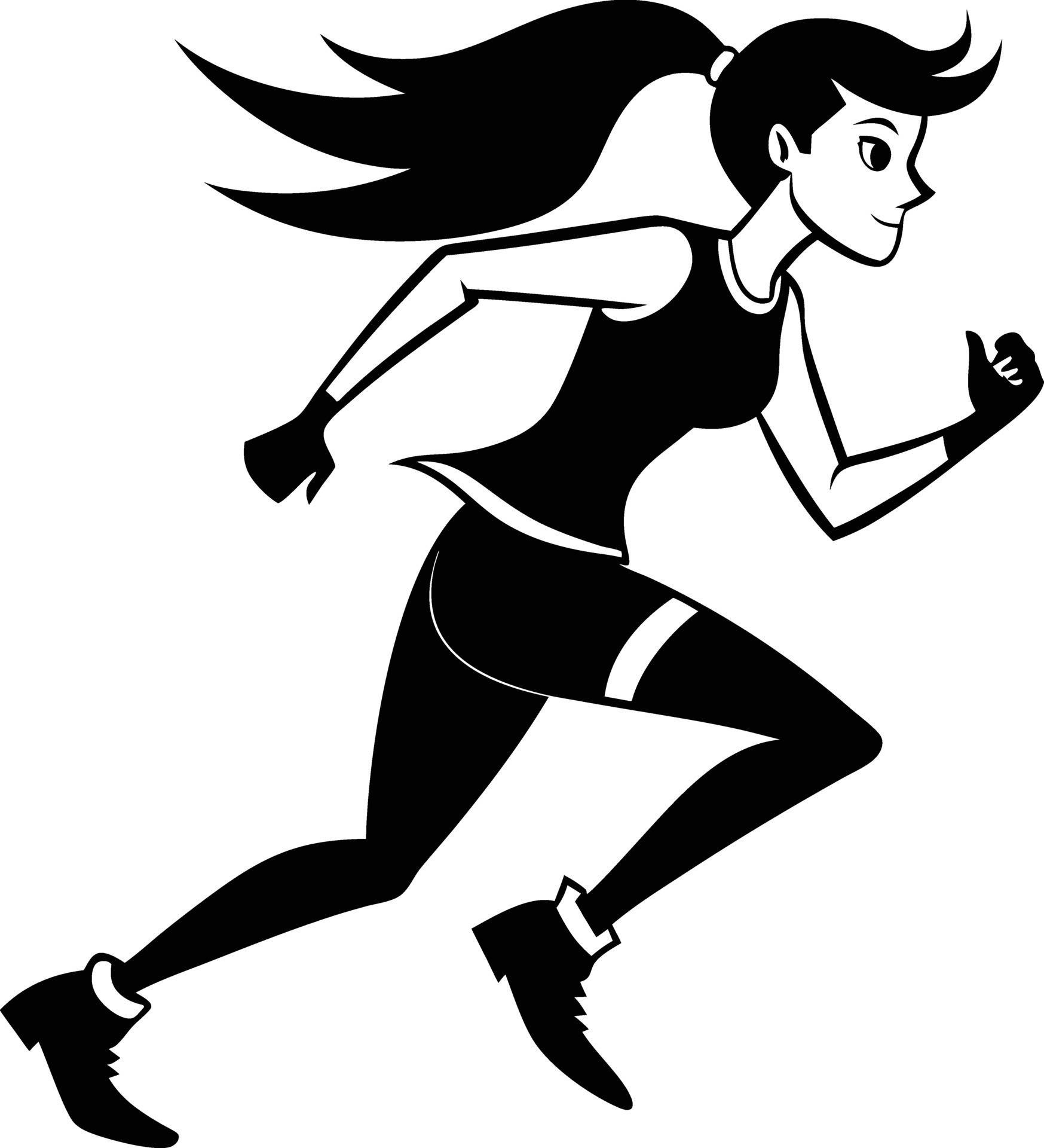 silhouette of a woman running illustration black and white 47487956 ...