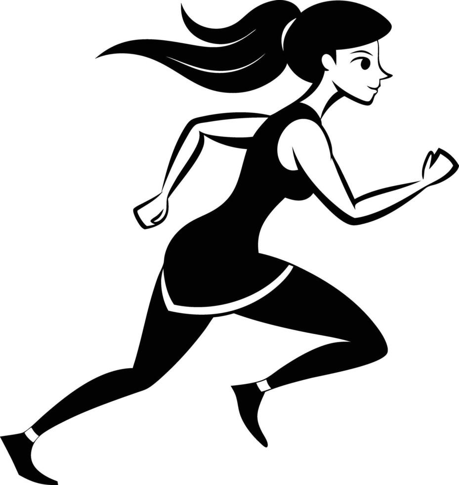 silhouette of a woman running illustration black and white 47487958 ...