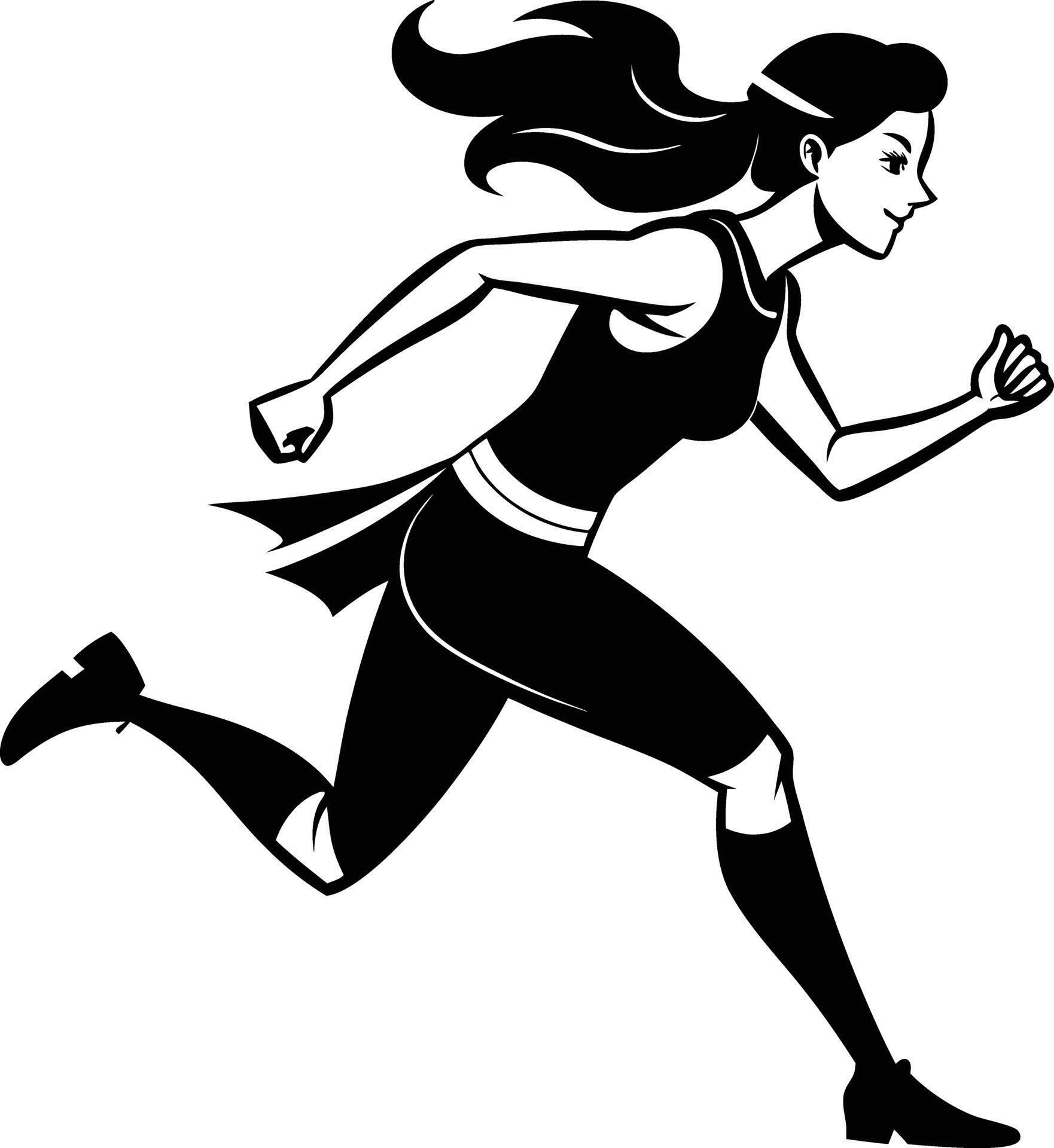 silhouette of a woman running illustration black and white 47487960 ...