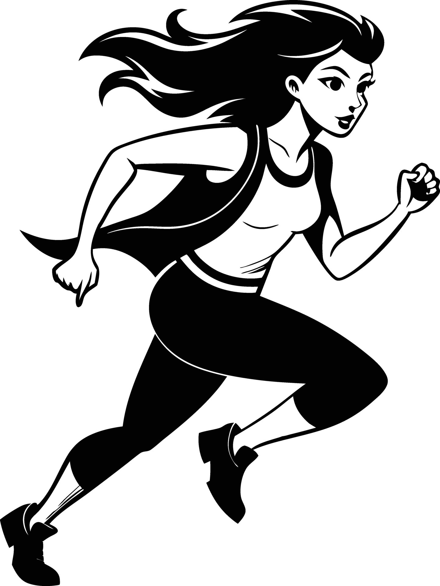 silhouette of a woman running illustration black and white 47488110 ...