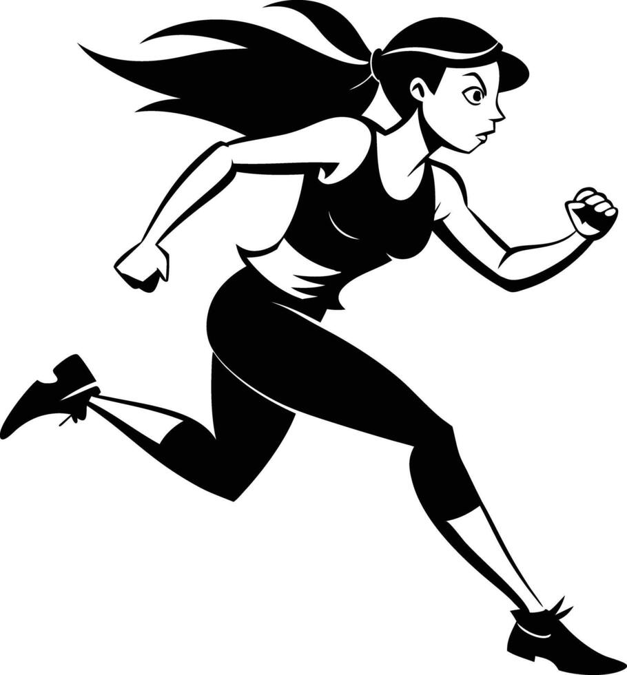 silhouette of a woman running illustration black and white 47488115 ...
