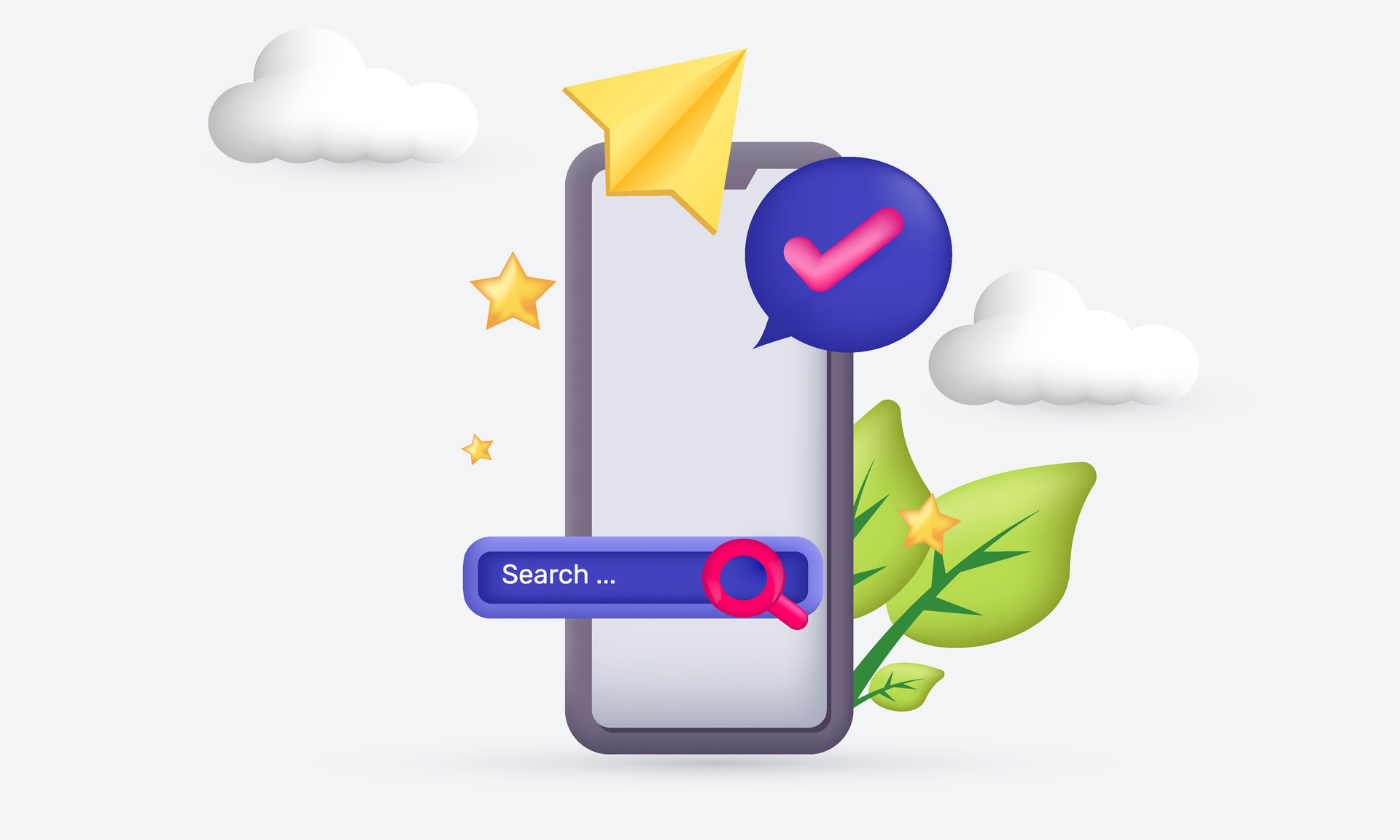 3d realistic search bar magnifying icon modern new concept style object ...