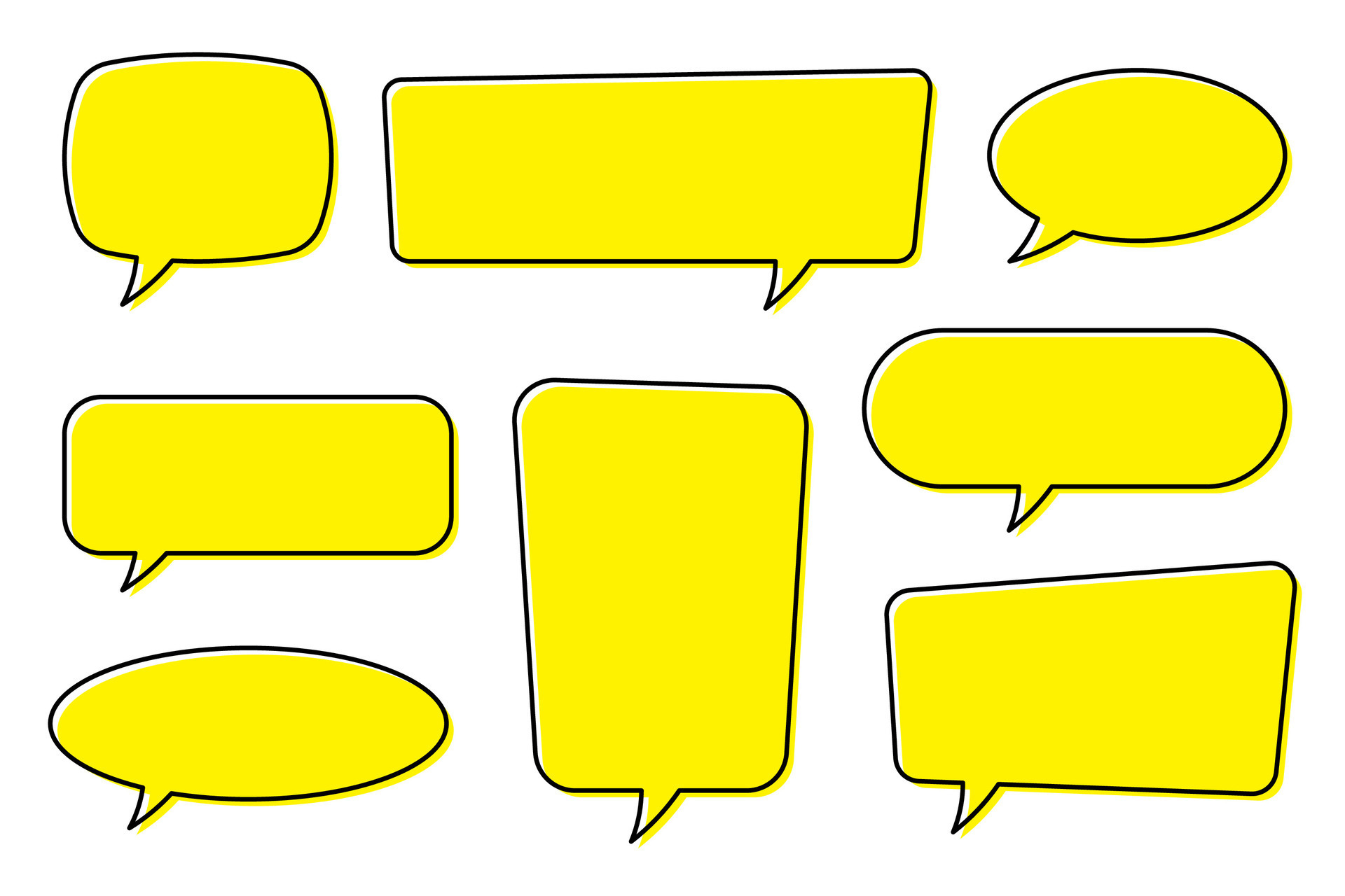 Chat bubble in yellow, quote background, Speech bubble, message box set ...