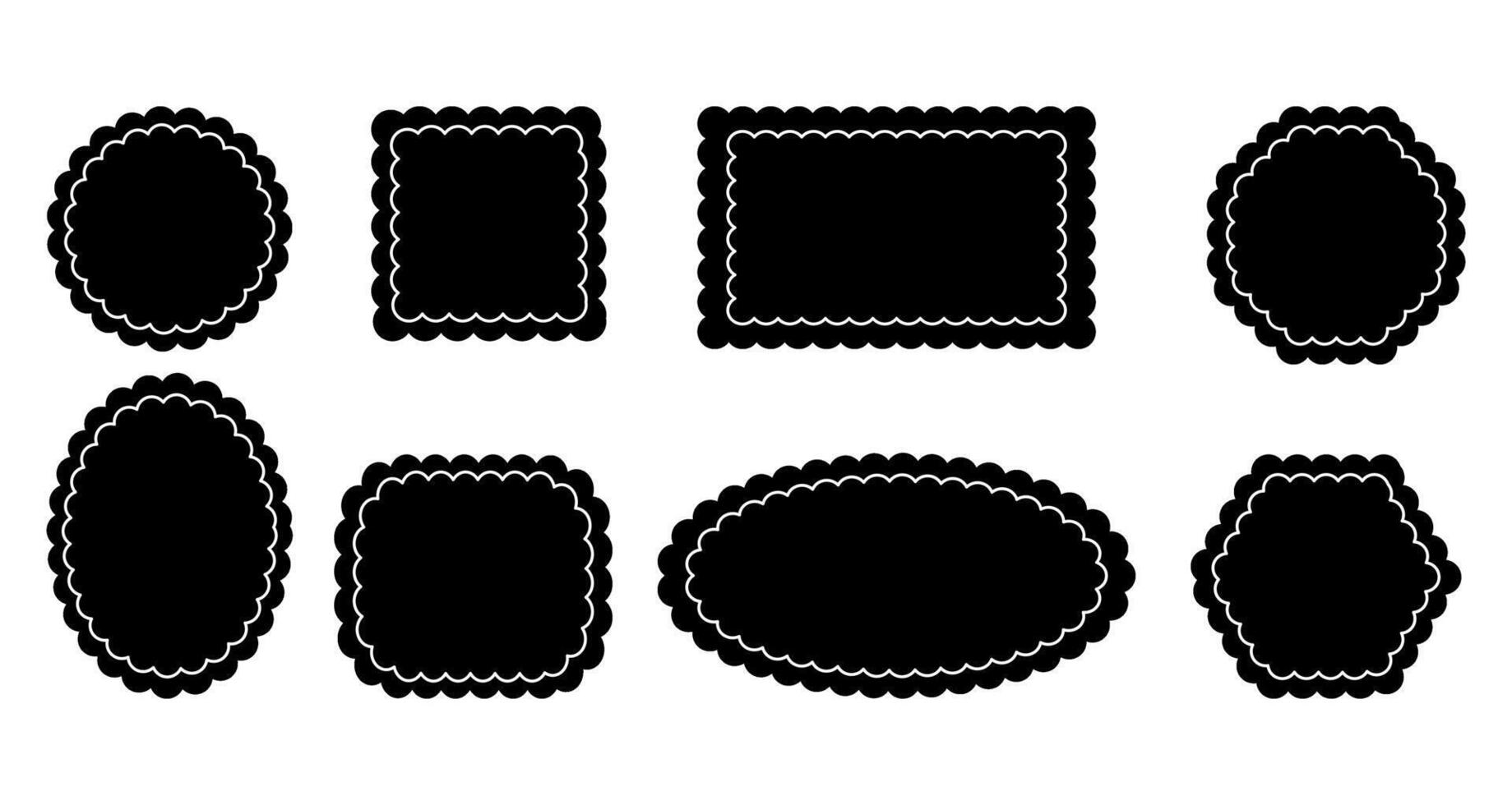 Retro design elements scalloped frames. Scalloped edge rectangle, star ...