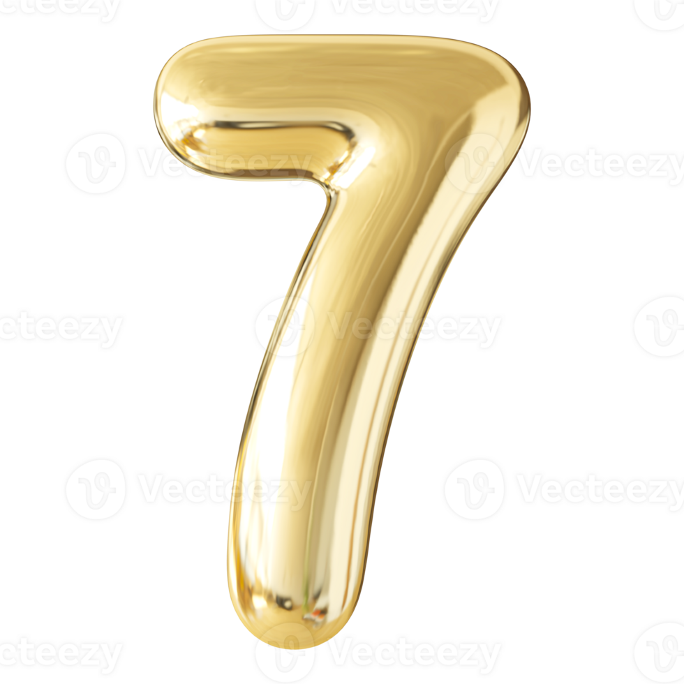 Gold 3D Number 7 47504269 PNG