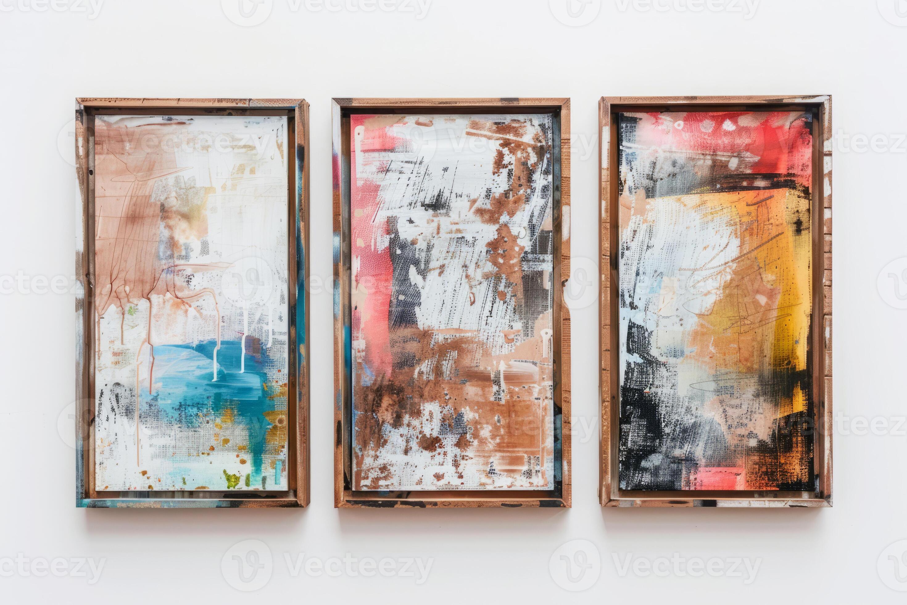 Abstract Triptych Painting on White Background 47508039 Stock Photo at Vecteezy