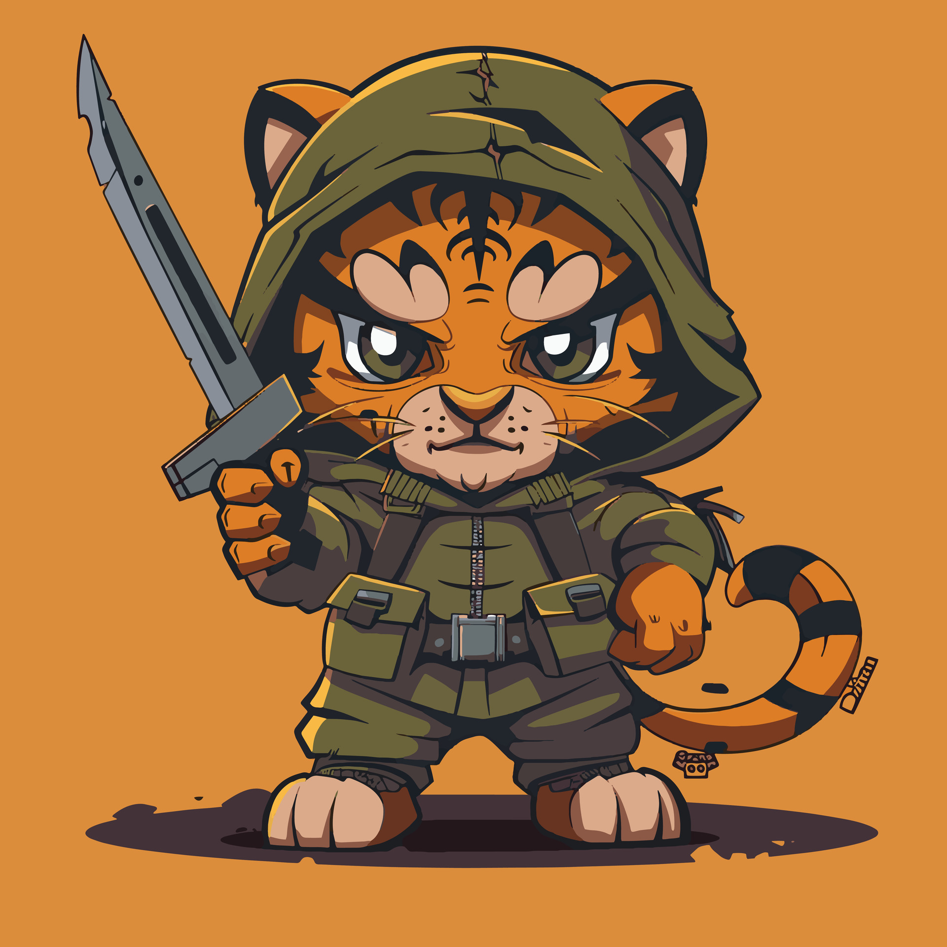 Ferocious Feline Warrior Tiger with Weapon 47513544 Vector Art at Vecteezy