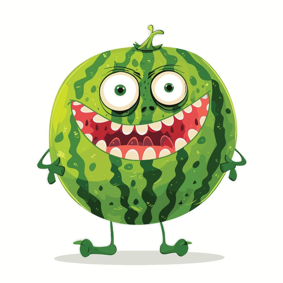 Happy Watermelon Monster Fun and Cute Illustration 47514504 Vector Art ...