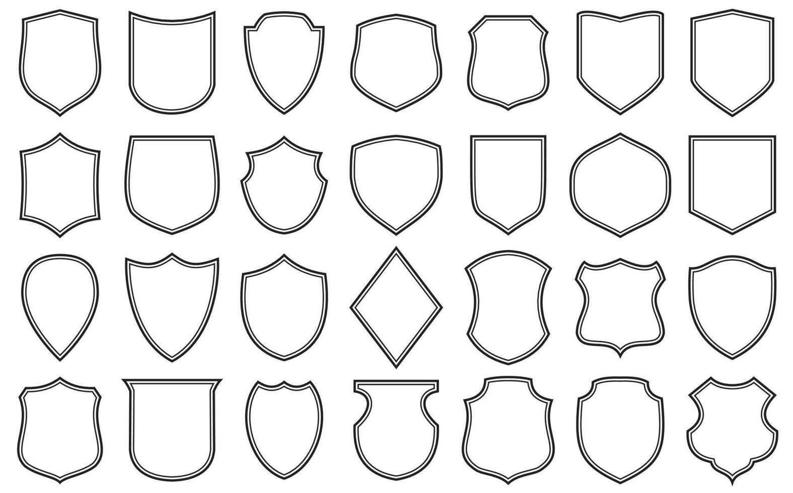 Shields outline set collection element 47521098 Vector Art at Vecteezy