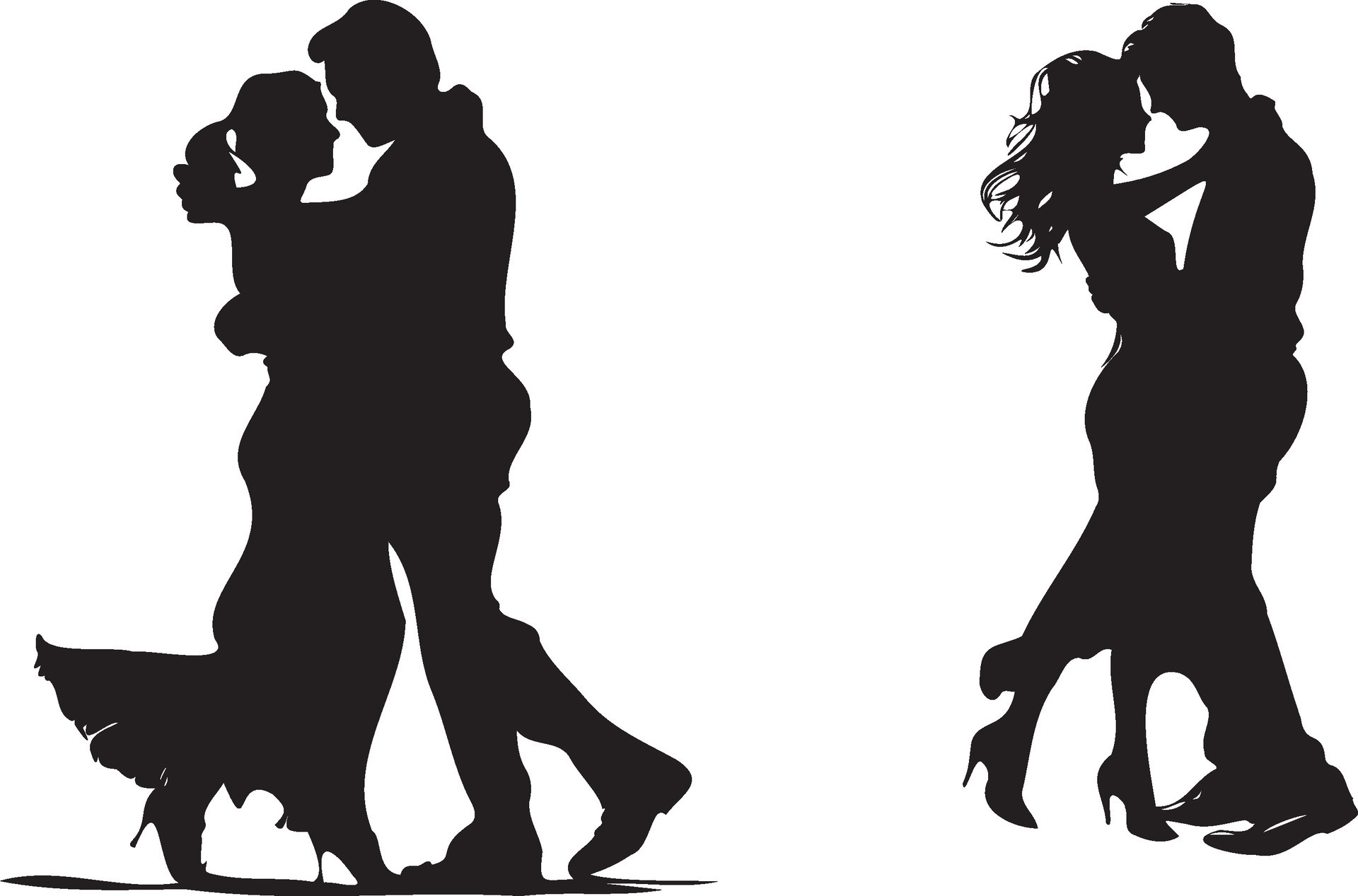 Young couples silhouette dancing on white background 47521498 Vector ...