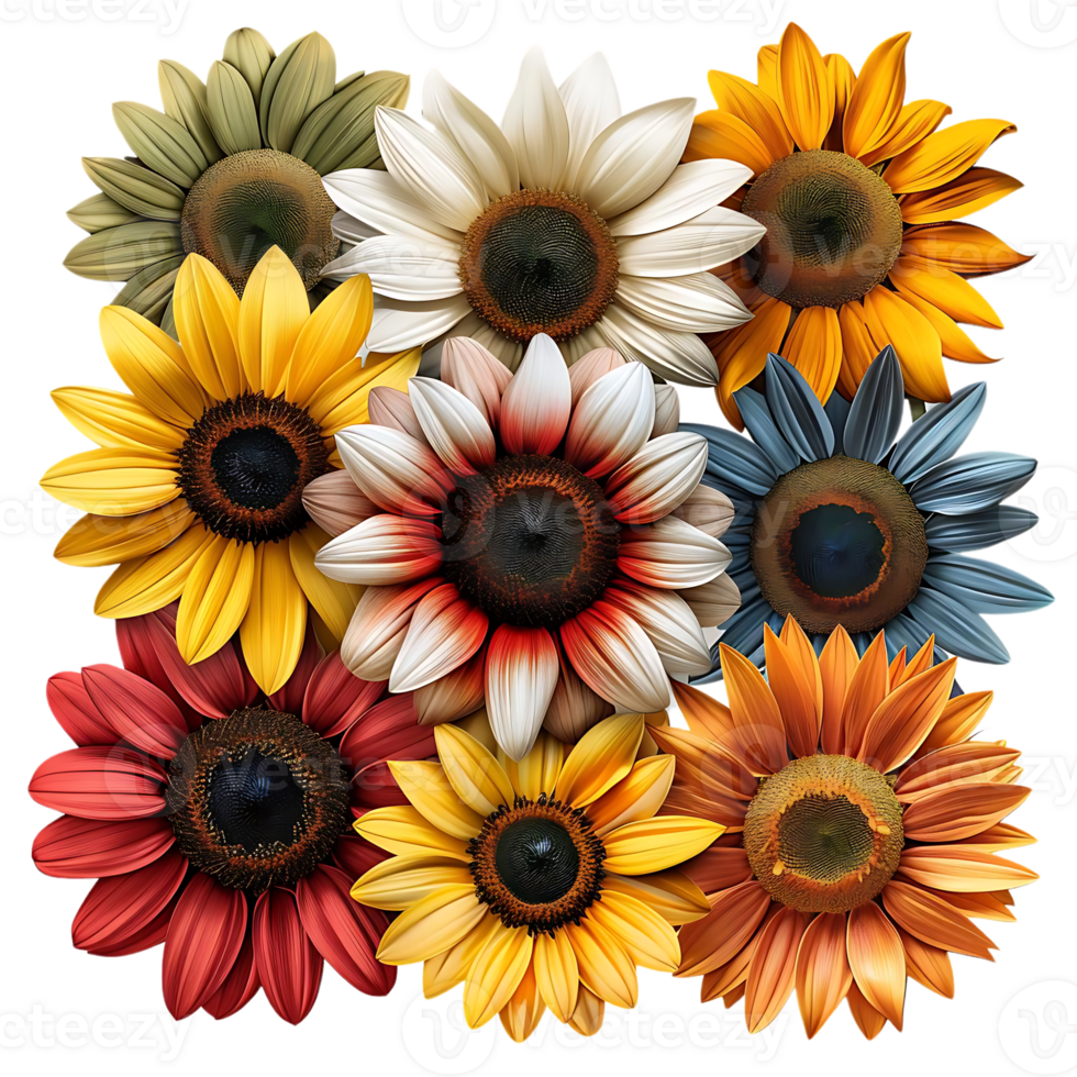 Colorful Sunflowers Illustration 47521530 Png