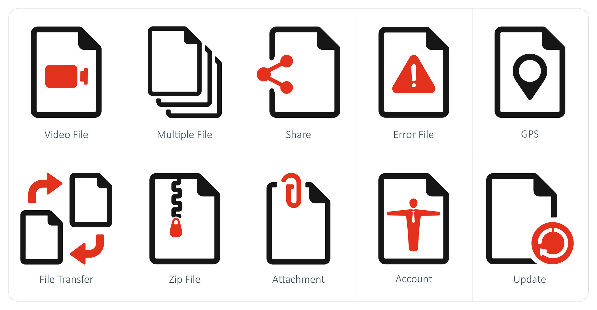 A set of 10 File icons as file, multiple file, share 47523307 Vector ...