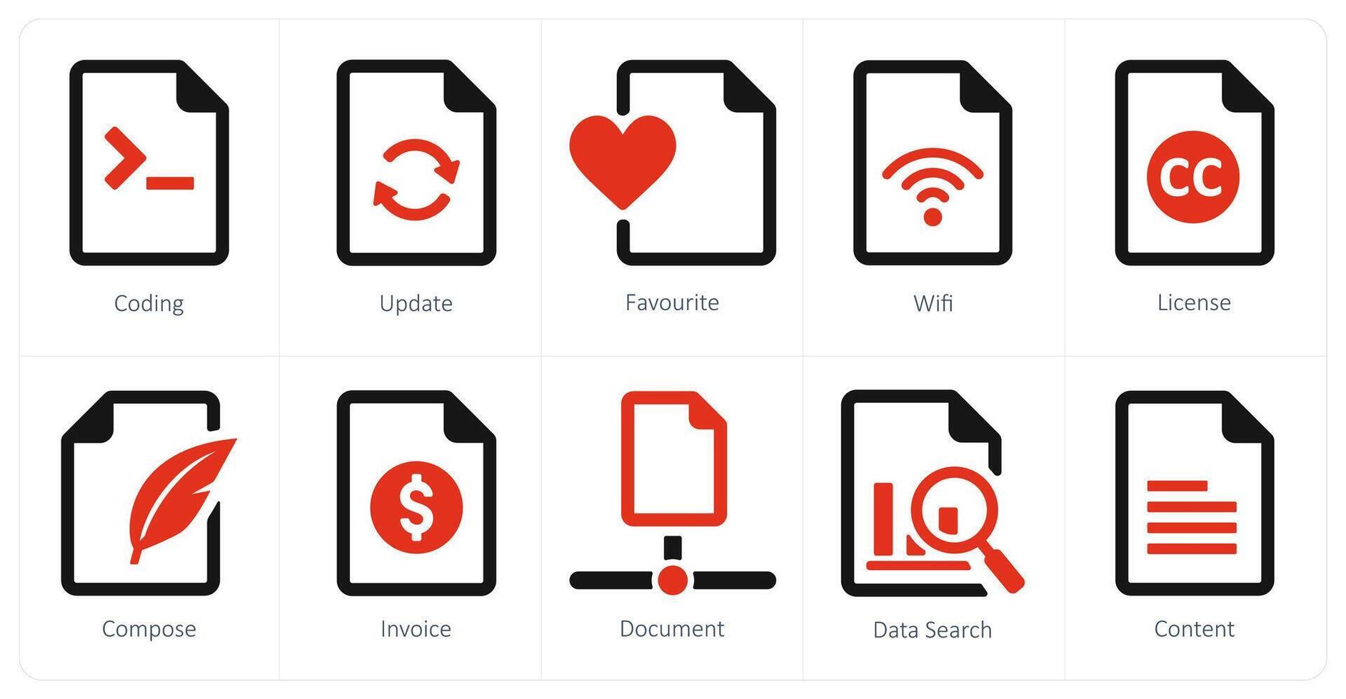 A set of 10 File icons as coding, update, favorite 47523319 Vector Art at Vecteezy