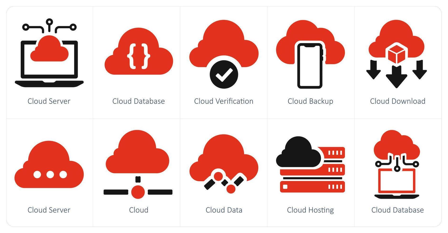 A set of 10 web marketing icons as cloud server, cloud database, cloud ...