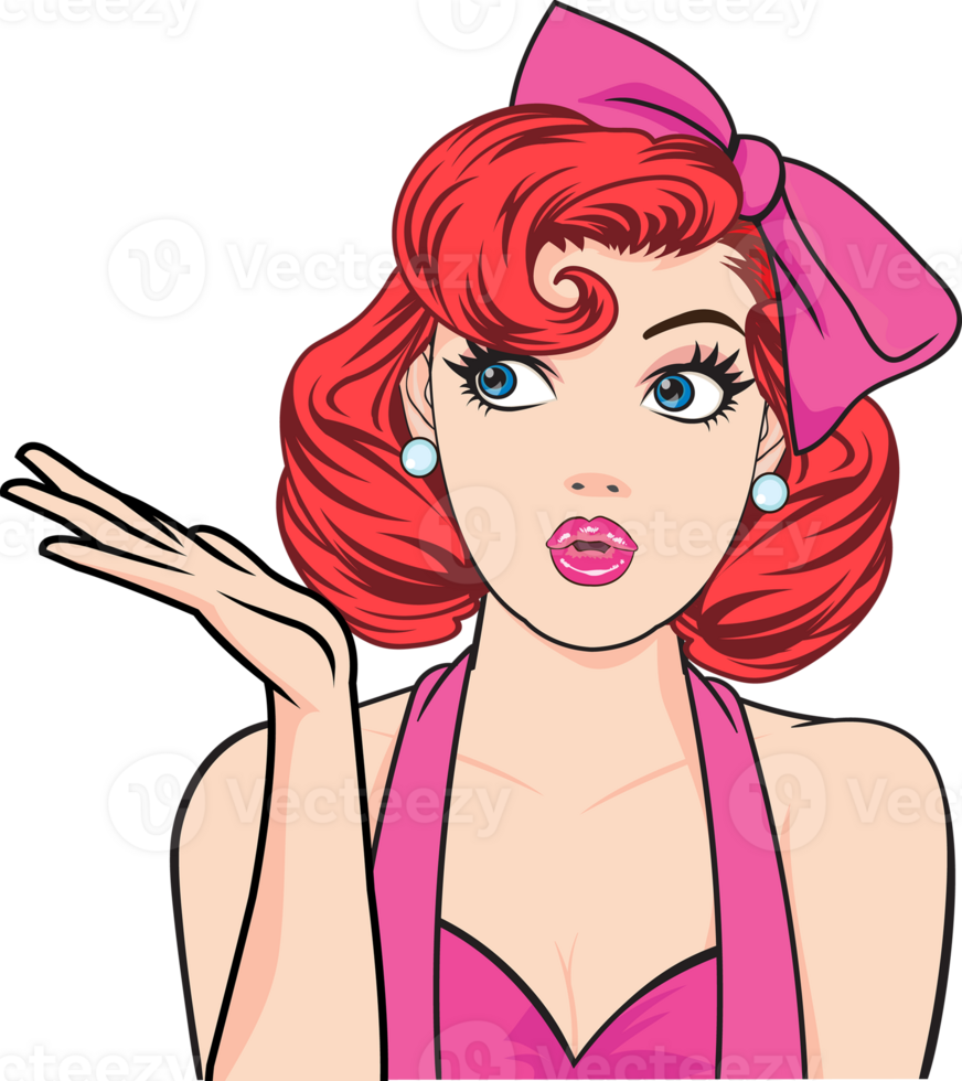 Surprised Young Woman Various Gesture Pop Art Comic Style 47530423 Png