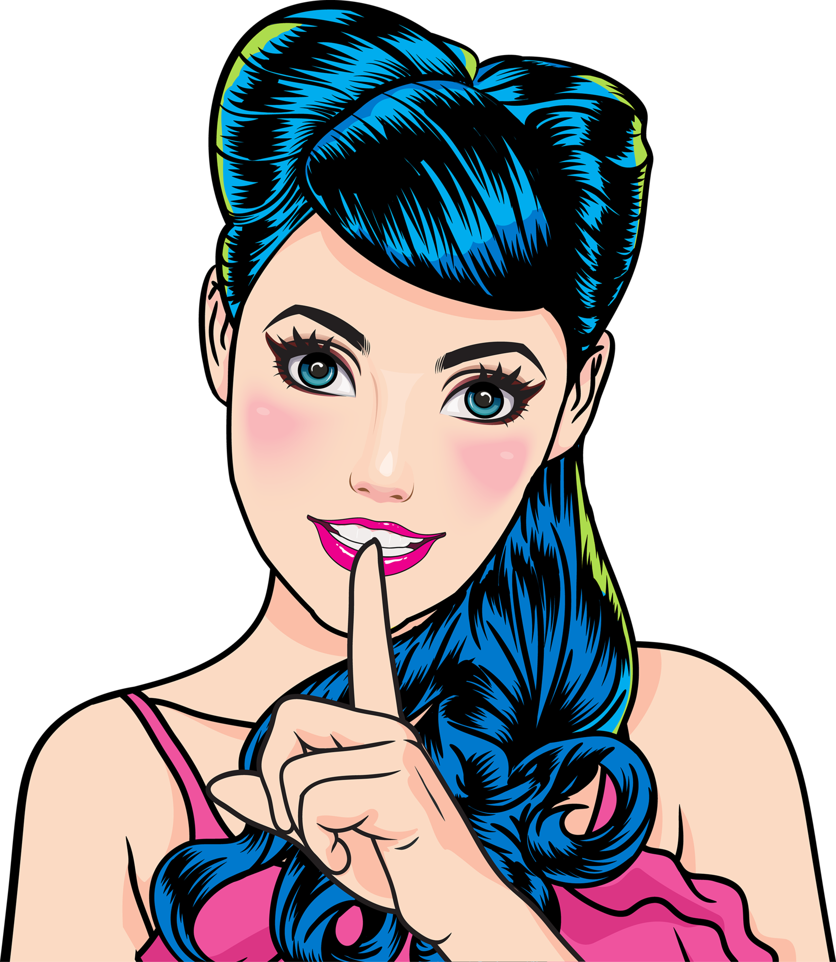 Surprised Young Woman Various Gesture Pop Art Comic Style 47530431 Png