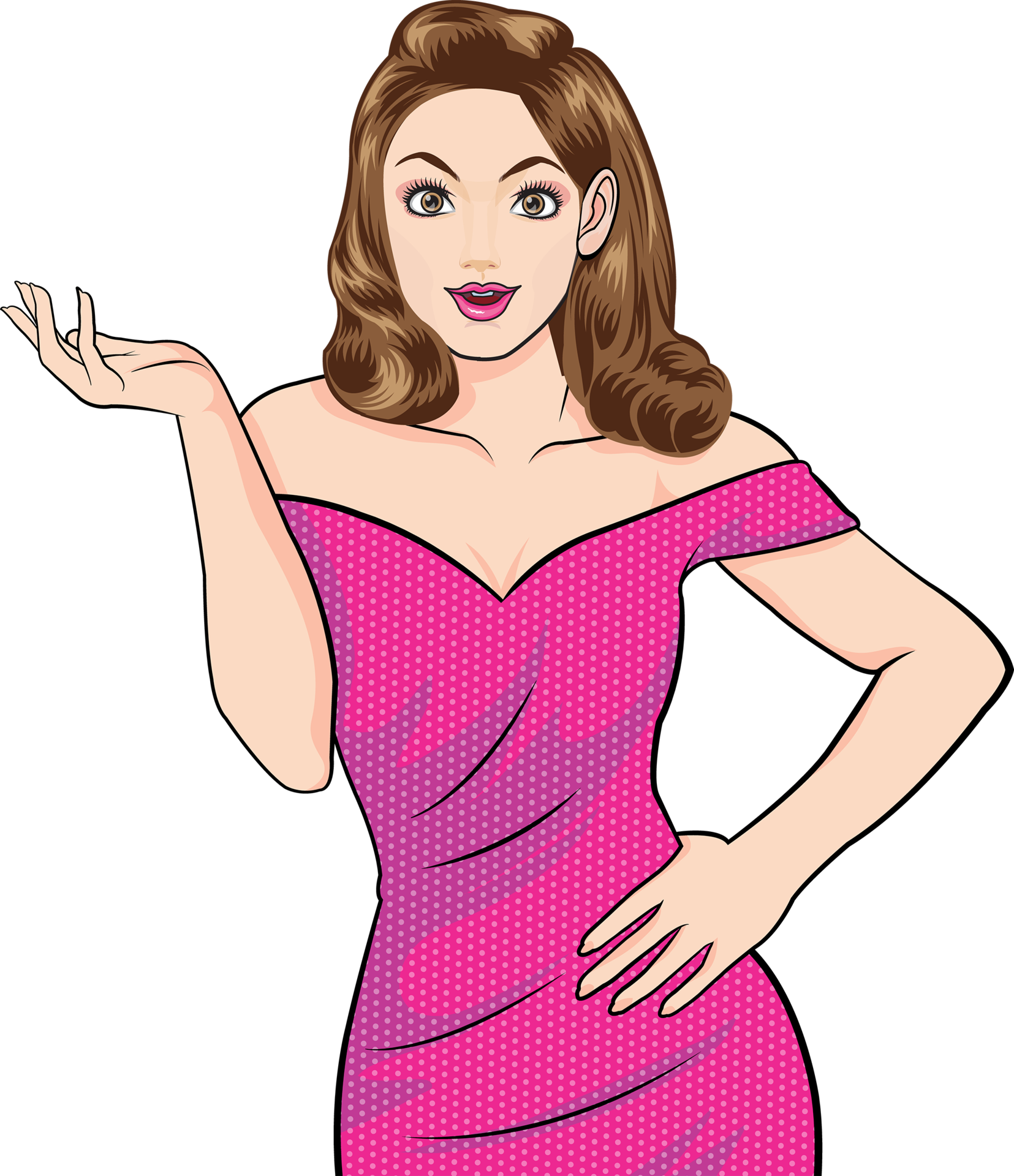 Surprised Young Woman Various Gesture Pop Art Comic Style 47530436 Png