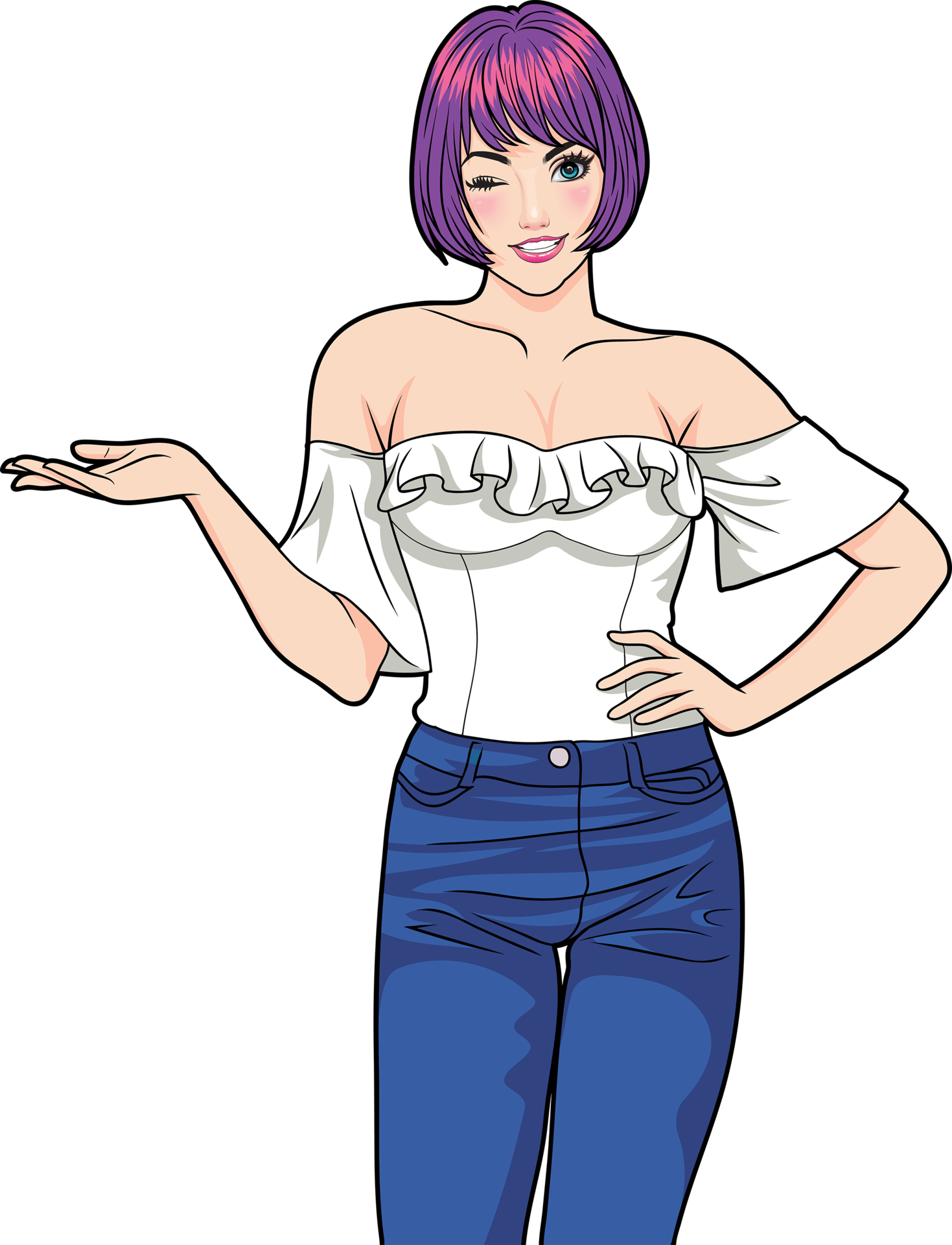 Surprised Young Woman Various Gesture Pop Art Comic Style 47530454 Png