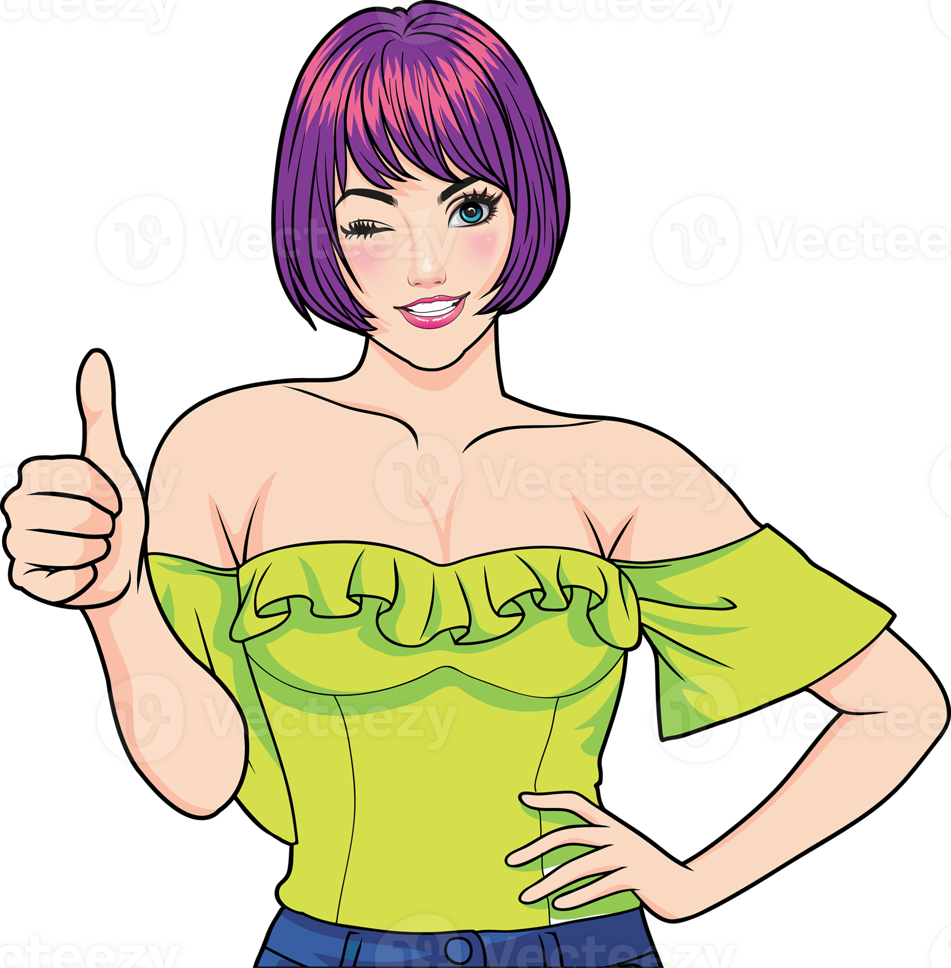 Surprised Young Woman Various Gesture Pop Art Comic Style 47530470 Png