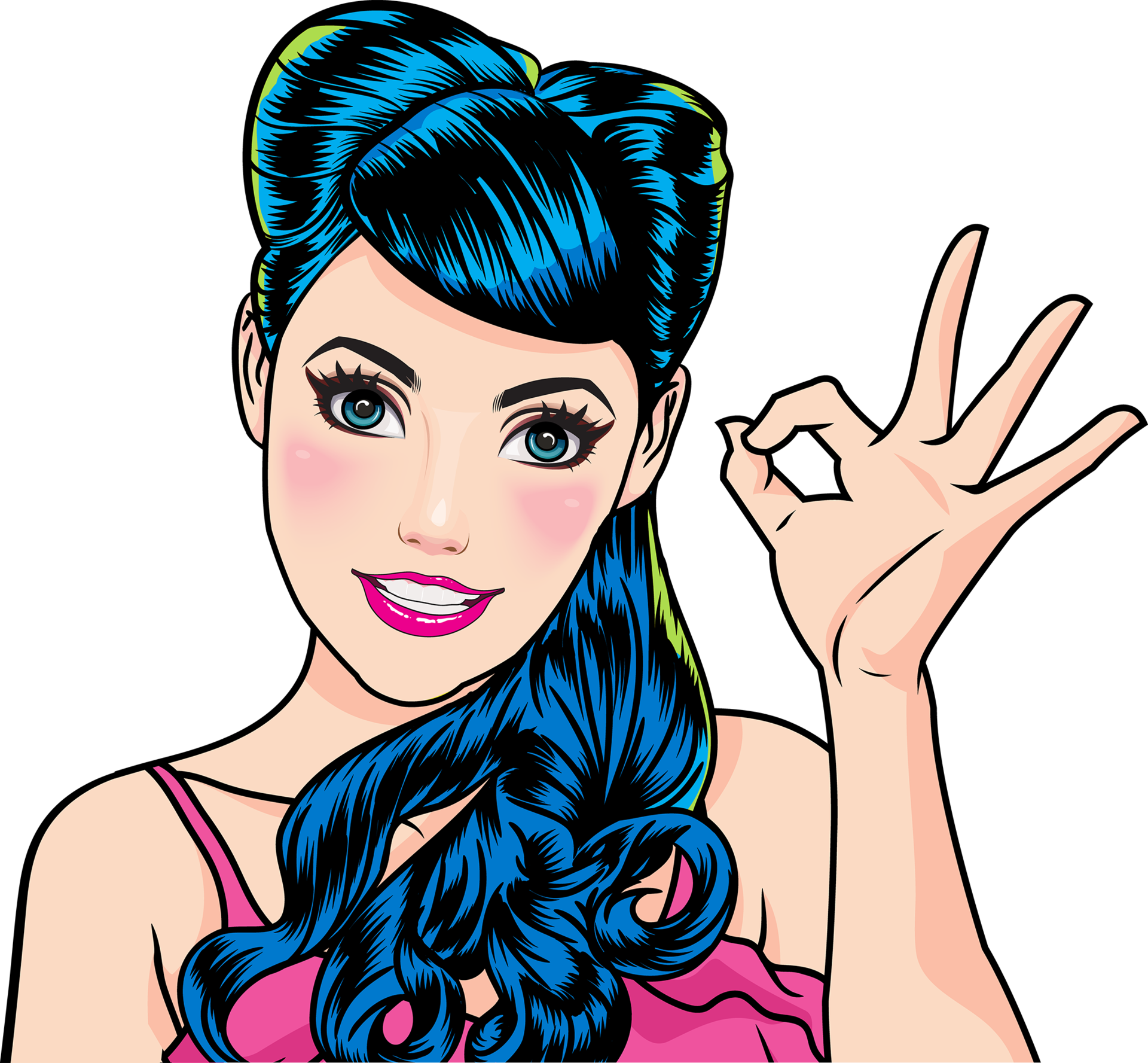 Surprised Young Woman Various Gesture Pop Art Comic Style 47530472 Png