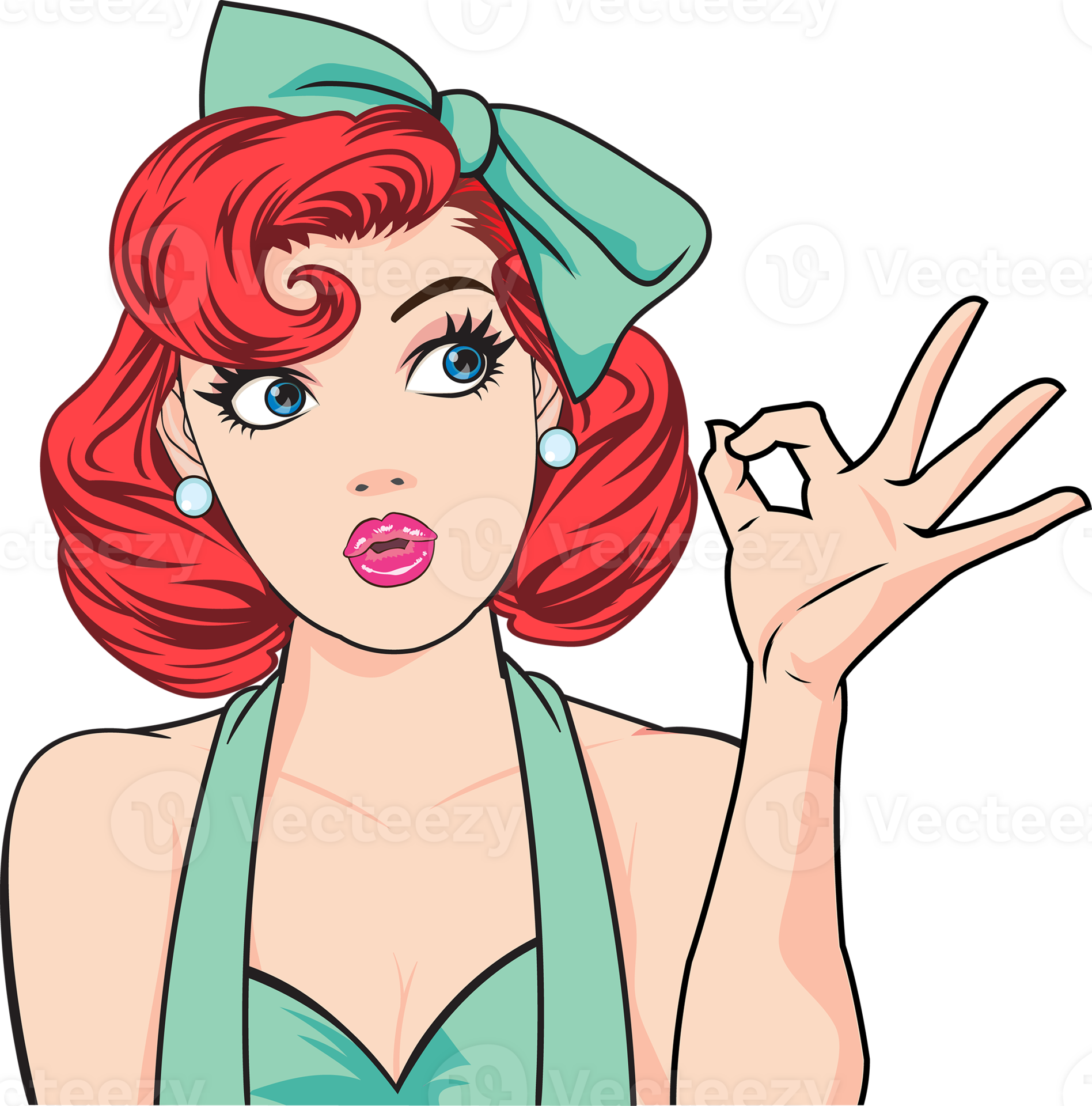 Surprised Young Woman Various Gesture Pop Art Comic Style 47530476 Png