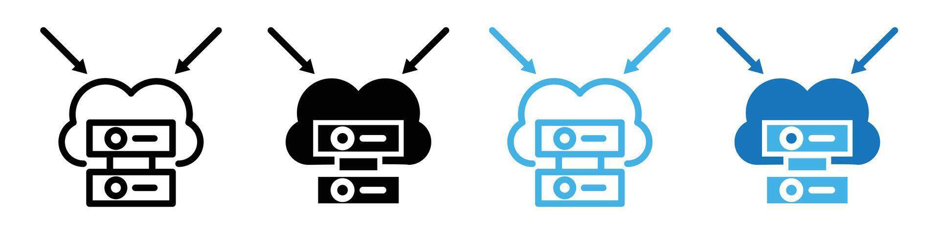 Big Data Aggregation Icons Depicting Server Database Management and ...