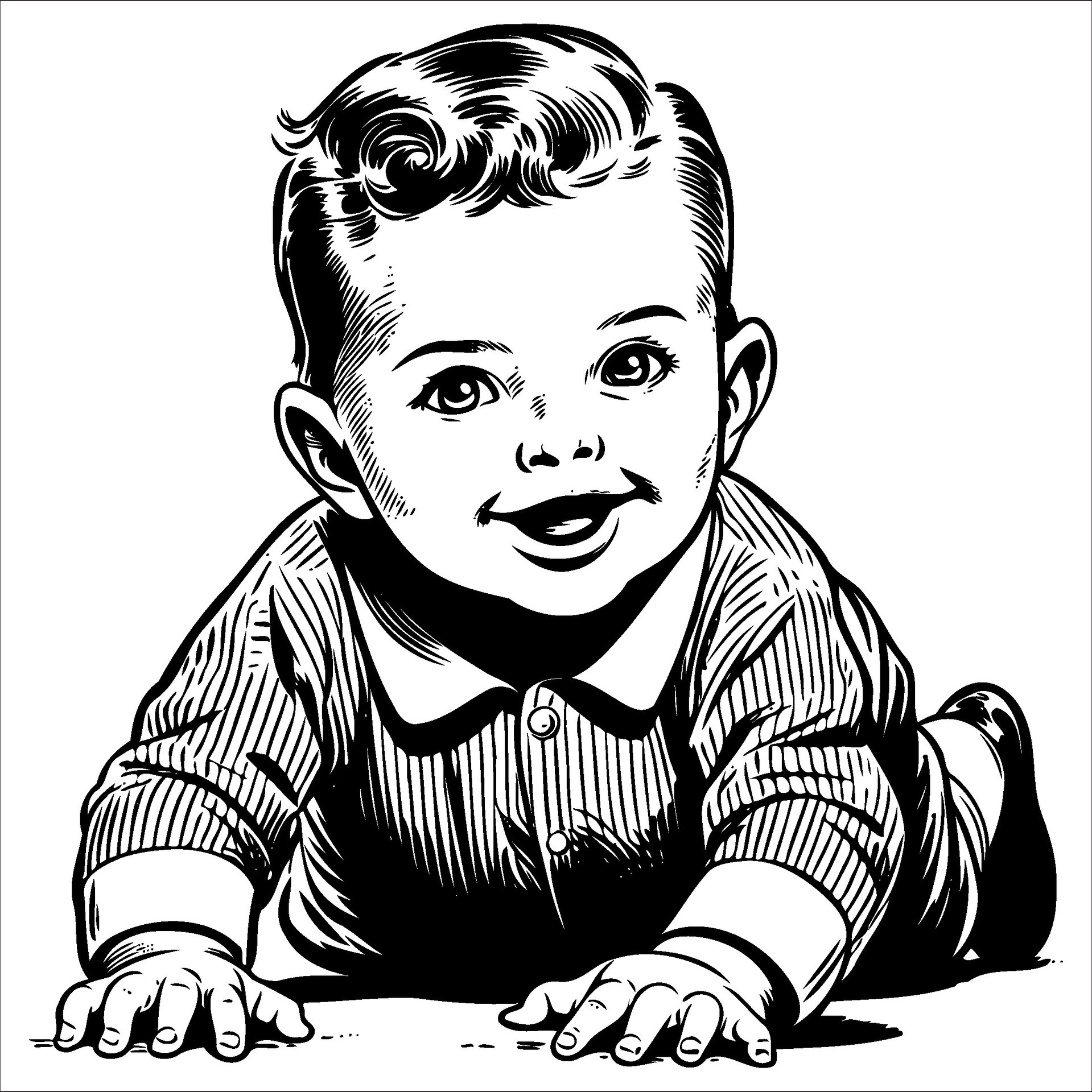 1940's retro baby, crawling, ... 47544579 Vector Art at Vecteezy