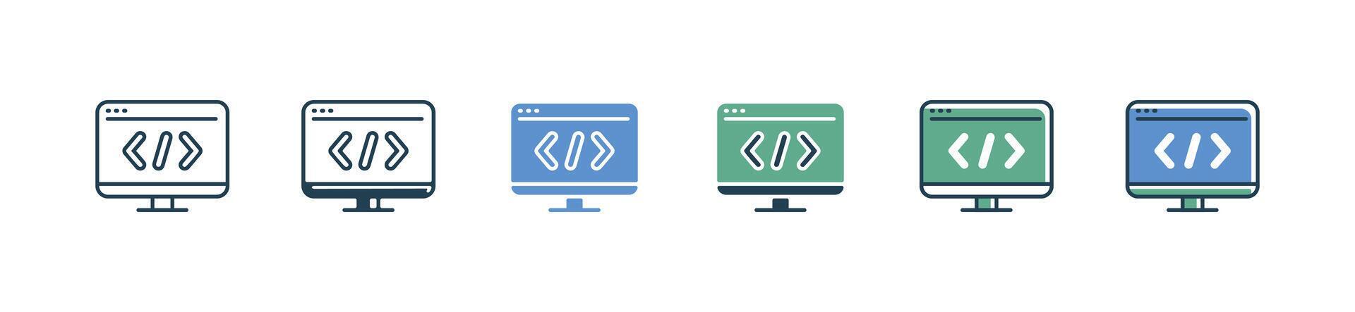 Business development coding icon set website and application ...