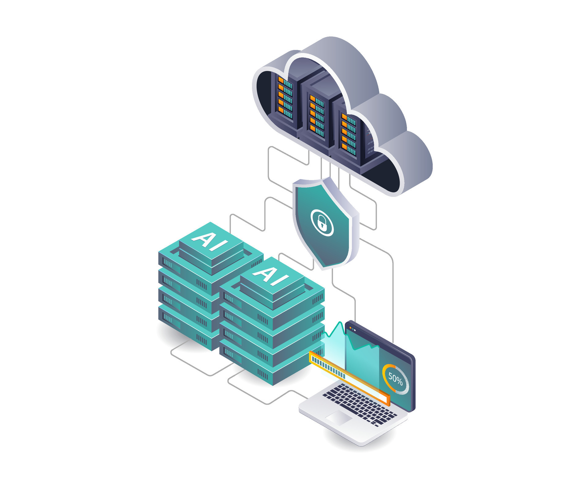 Securing Cloud Server Endpoints with AI Technology 47546096 Vector Art ... Securing Cloud Server Endpoints with AI Technology 47546096 Vector Art ...