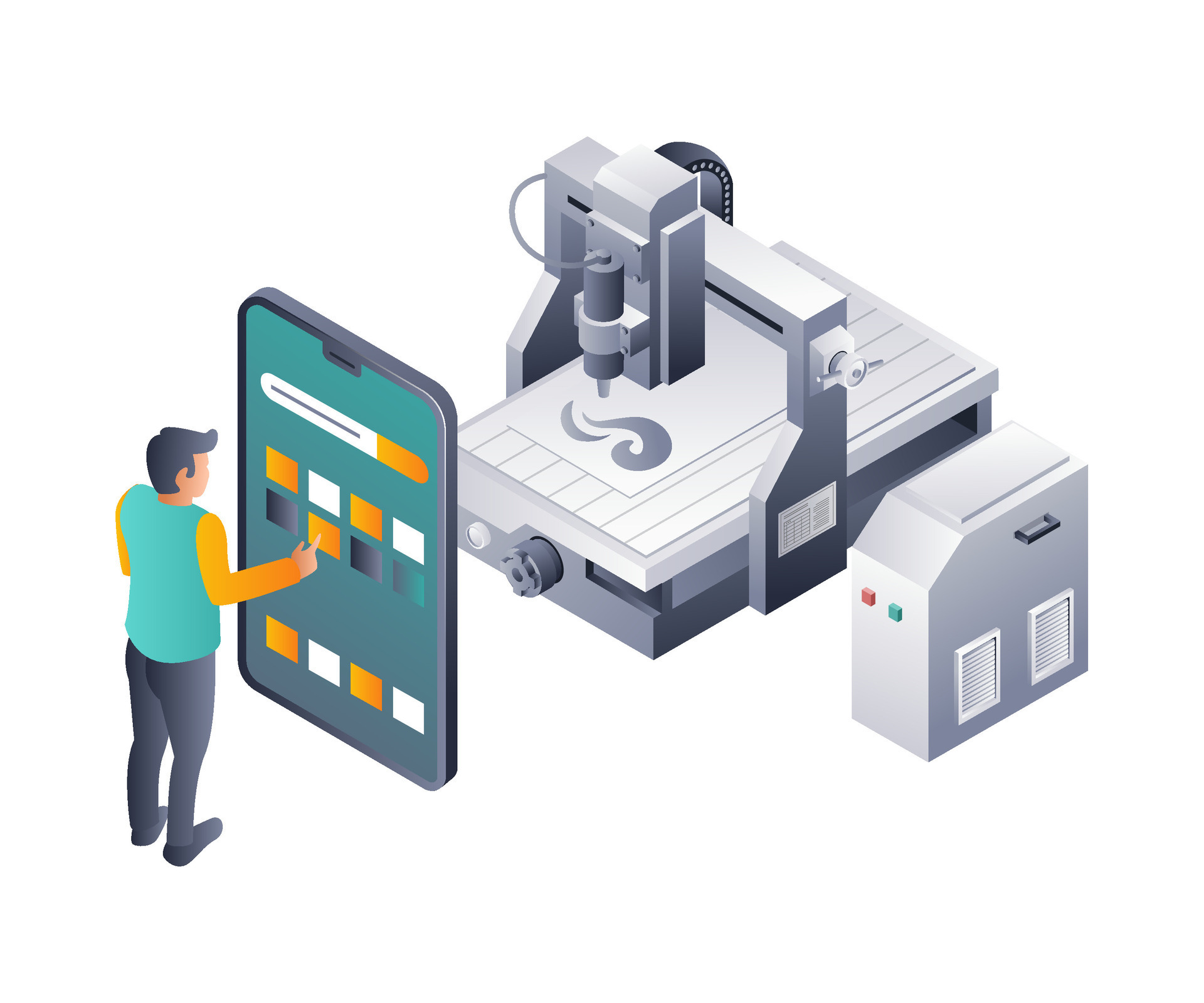 Controlling CNC Laser Machines with a Smartphone 47546170 Vector Art at ...