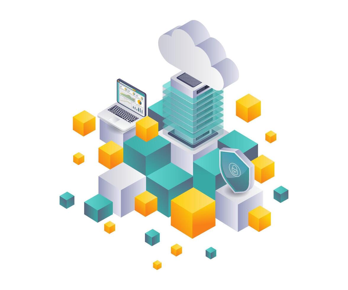 Cloud Server Security Analysis in Blockchain Networks 47546269 Vector ...