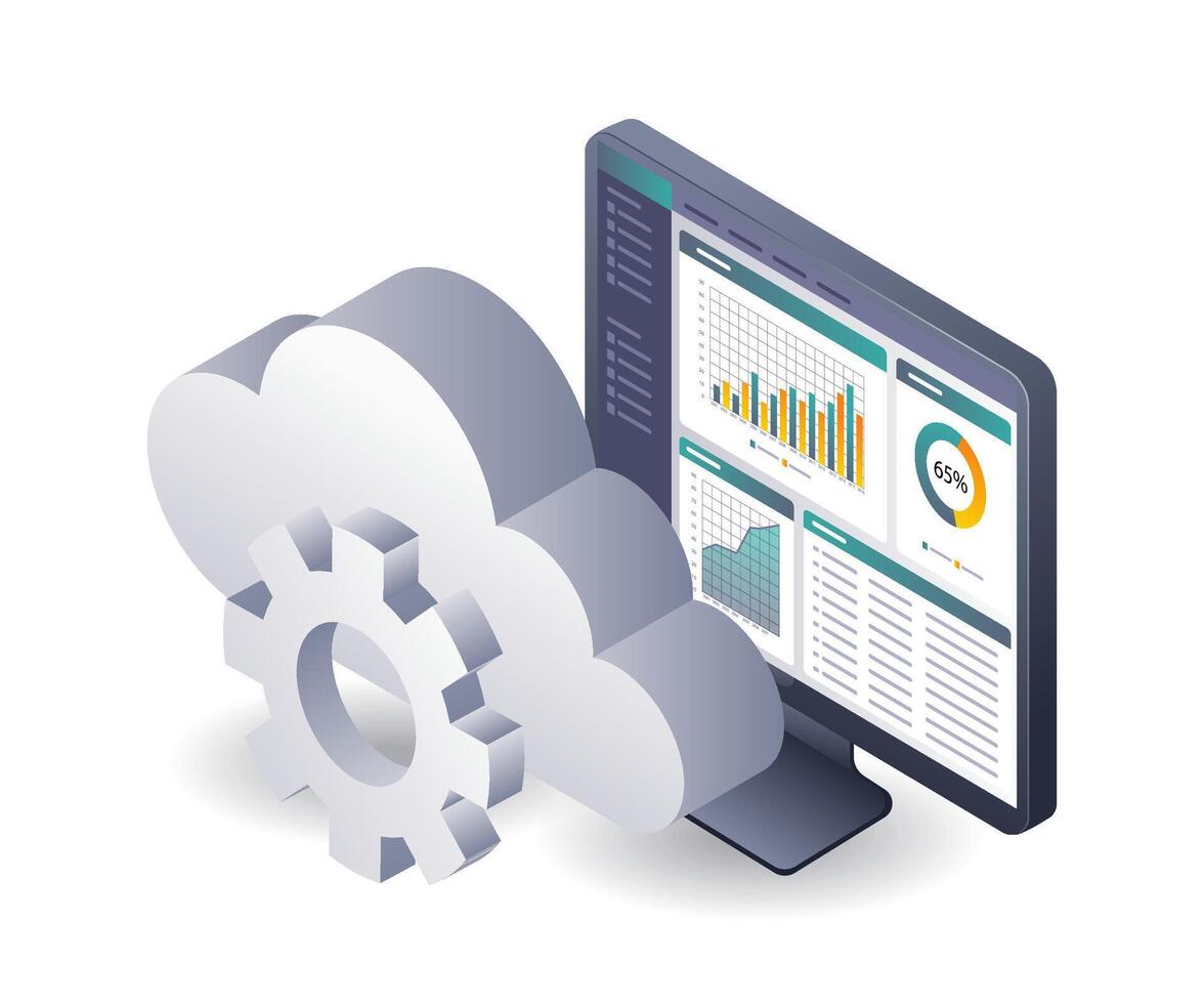 Analysis of cloud server computer performance 47546301 Vector Art at ...