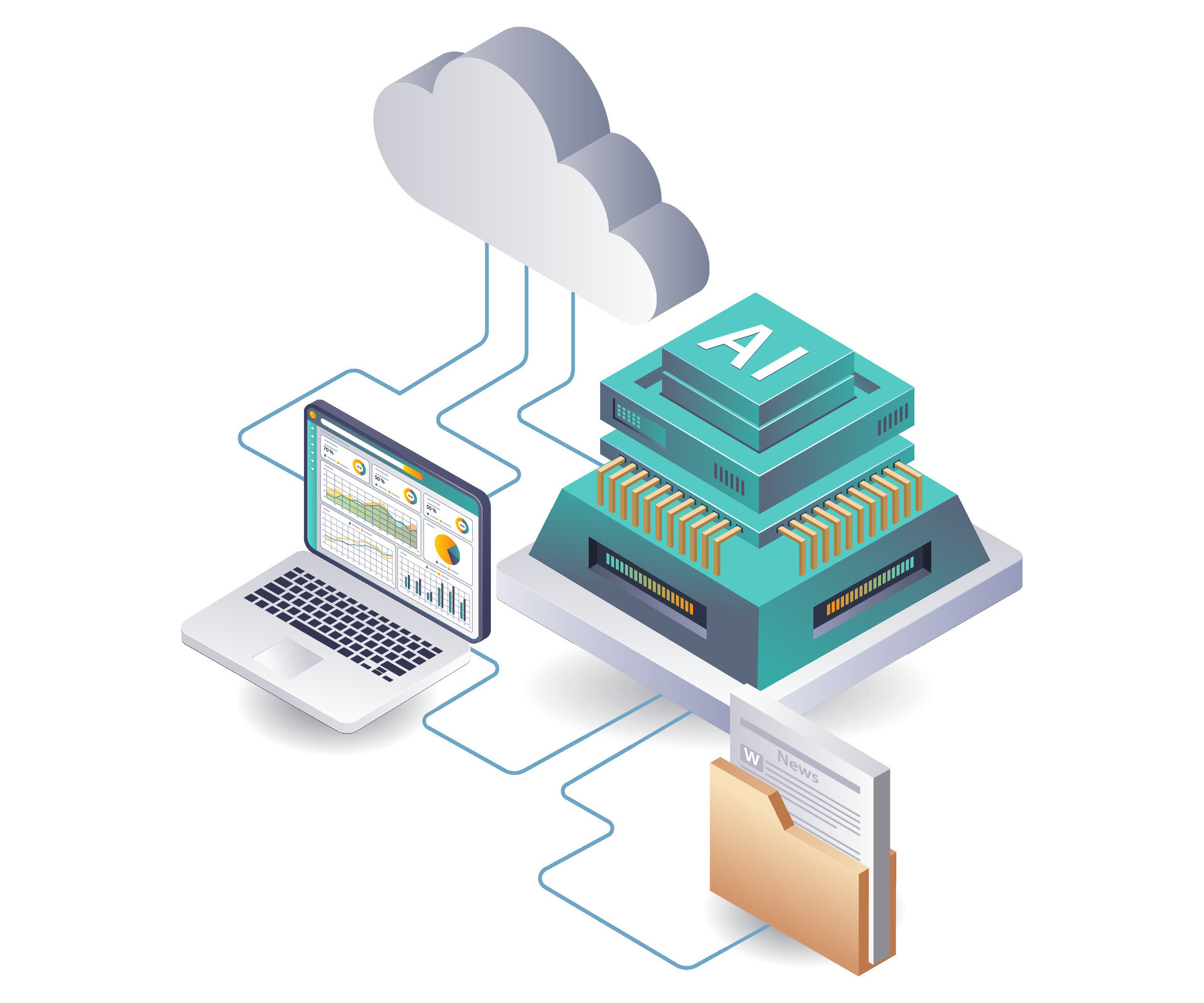 Artificial intelligence system for server data analysis 47546316 Vector ...