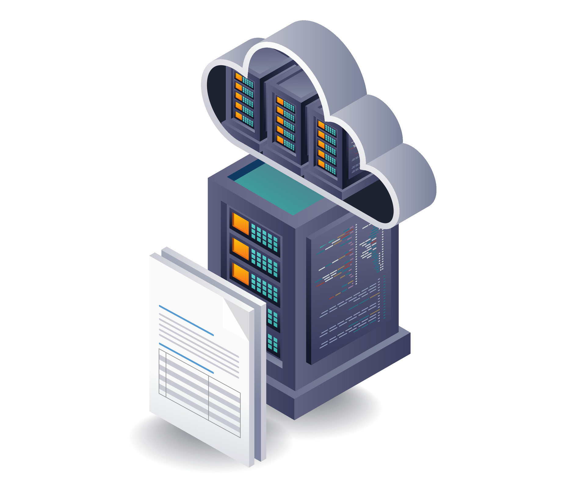 Cloud Server Storage Solutions for Computer Data 47546402 Vector Art at ...