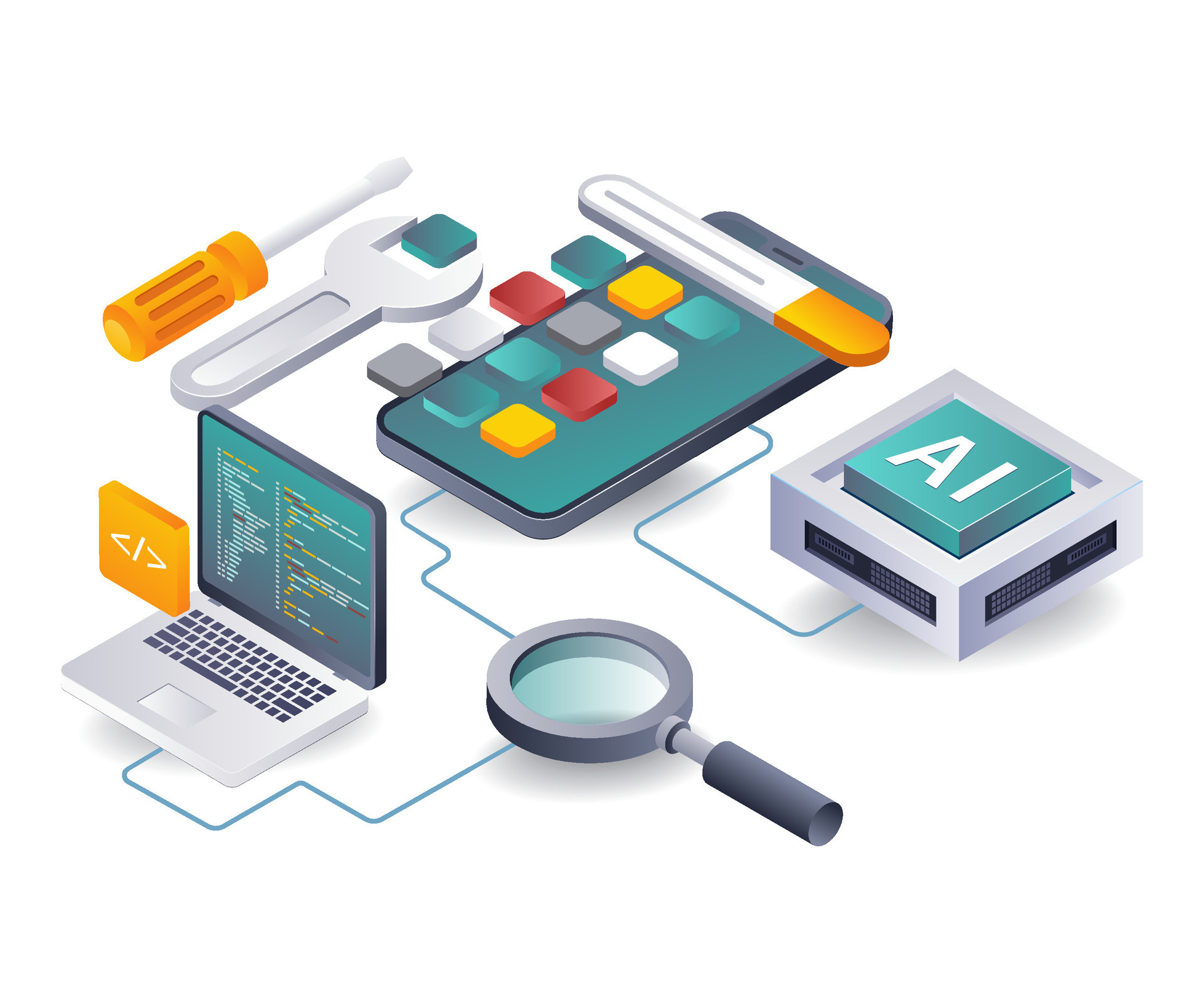 AI completes smartphone application development project 47546421 Vector ...