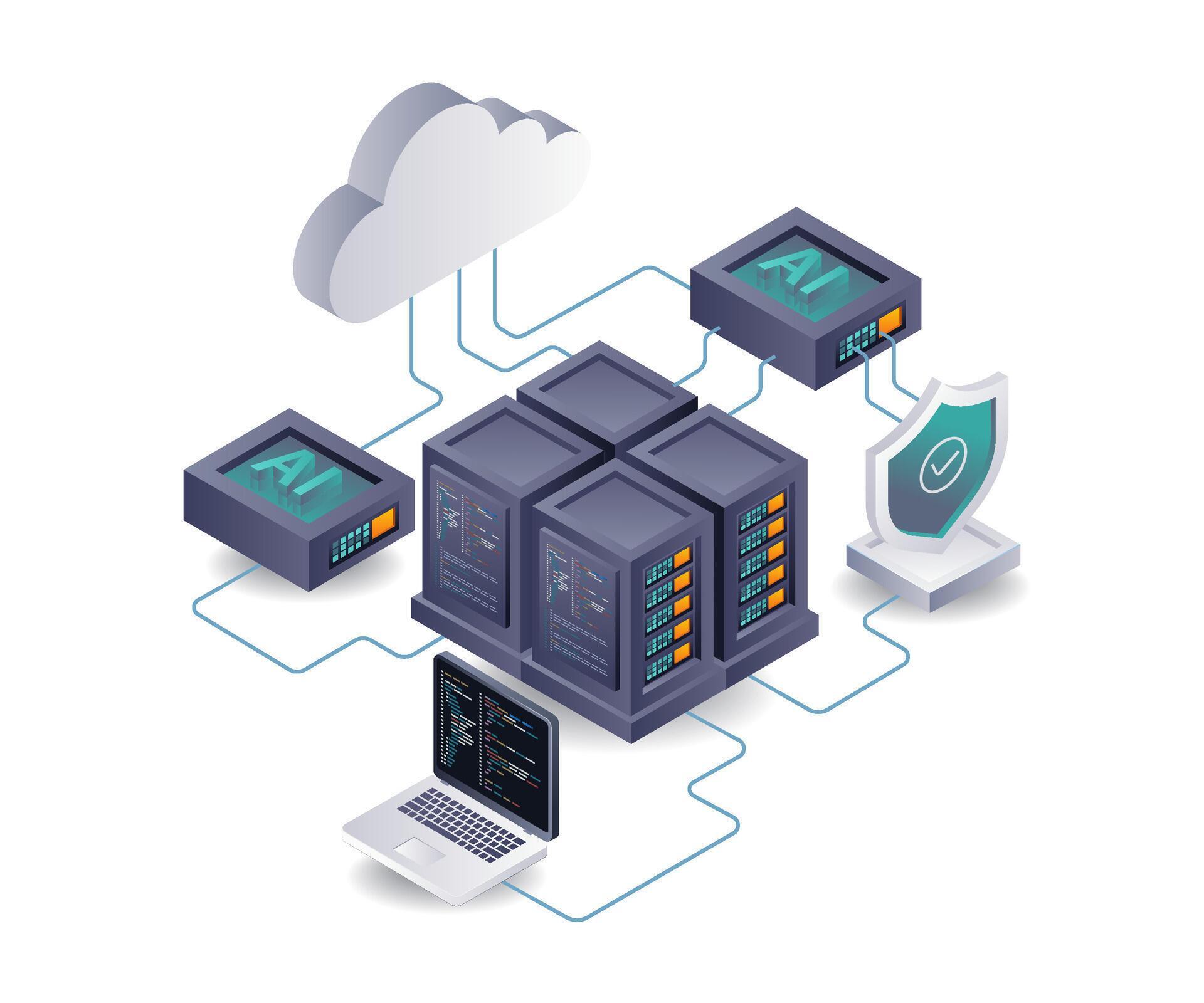 AI powered Strategies for Securing Cloud Servers 47546430 Vector Art at Vecteezy
