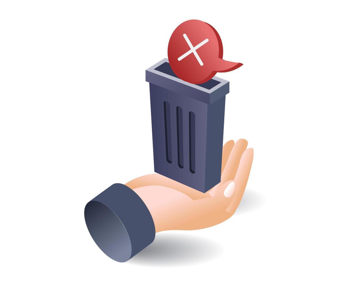 Deleting Computer Data Trash Flat Illustration 47546431 Vector Art At