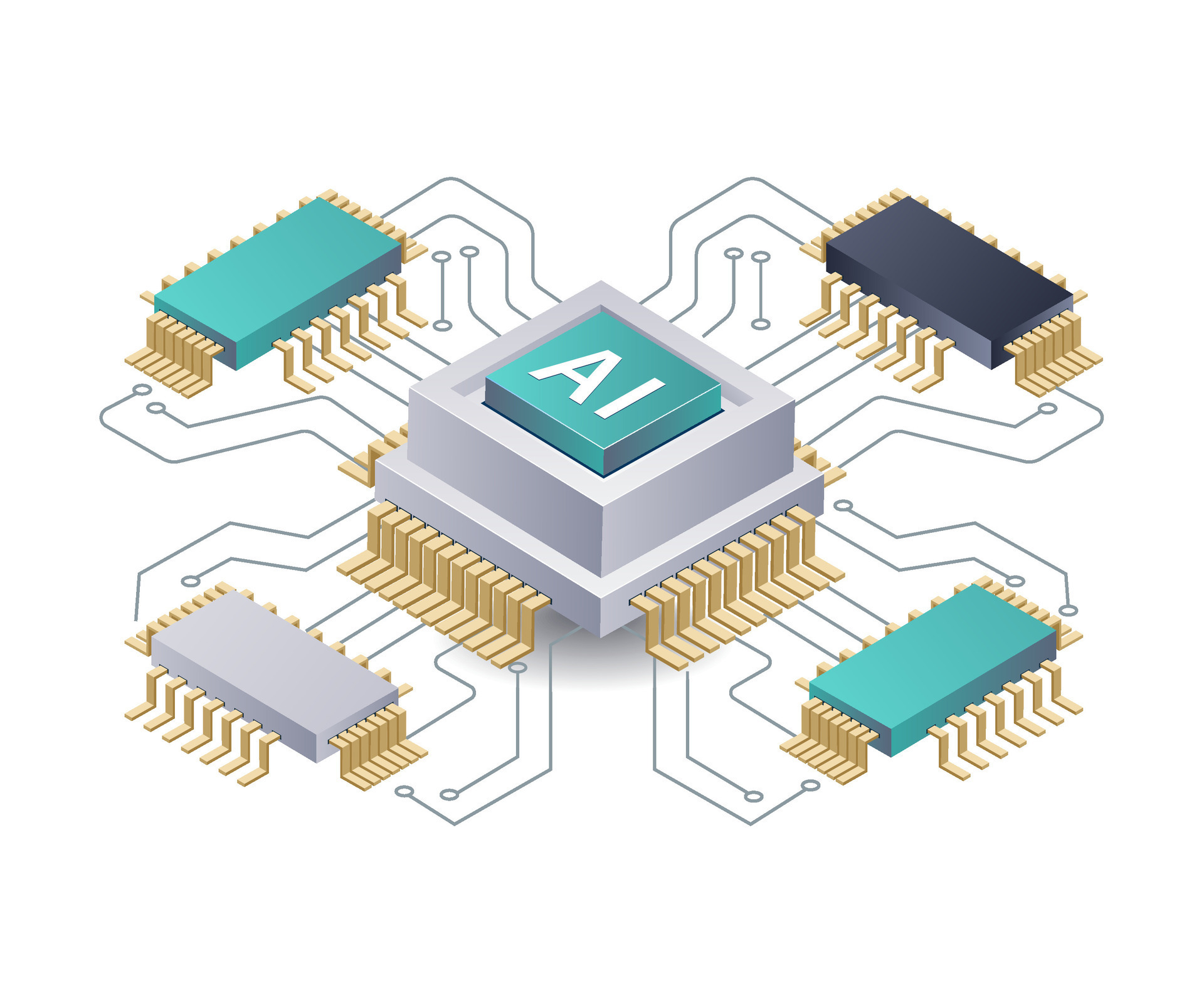 Artificial intelligence data network technology system 47546641 Vector ...