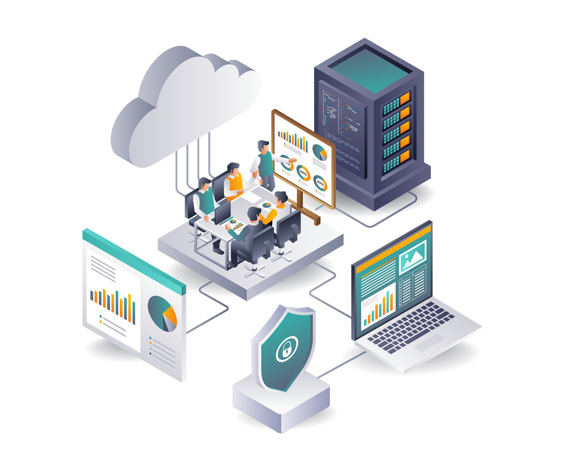 Data Analysis Team for Cloud Server Databases 47546774 Vector Art at ...