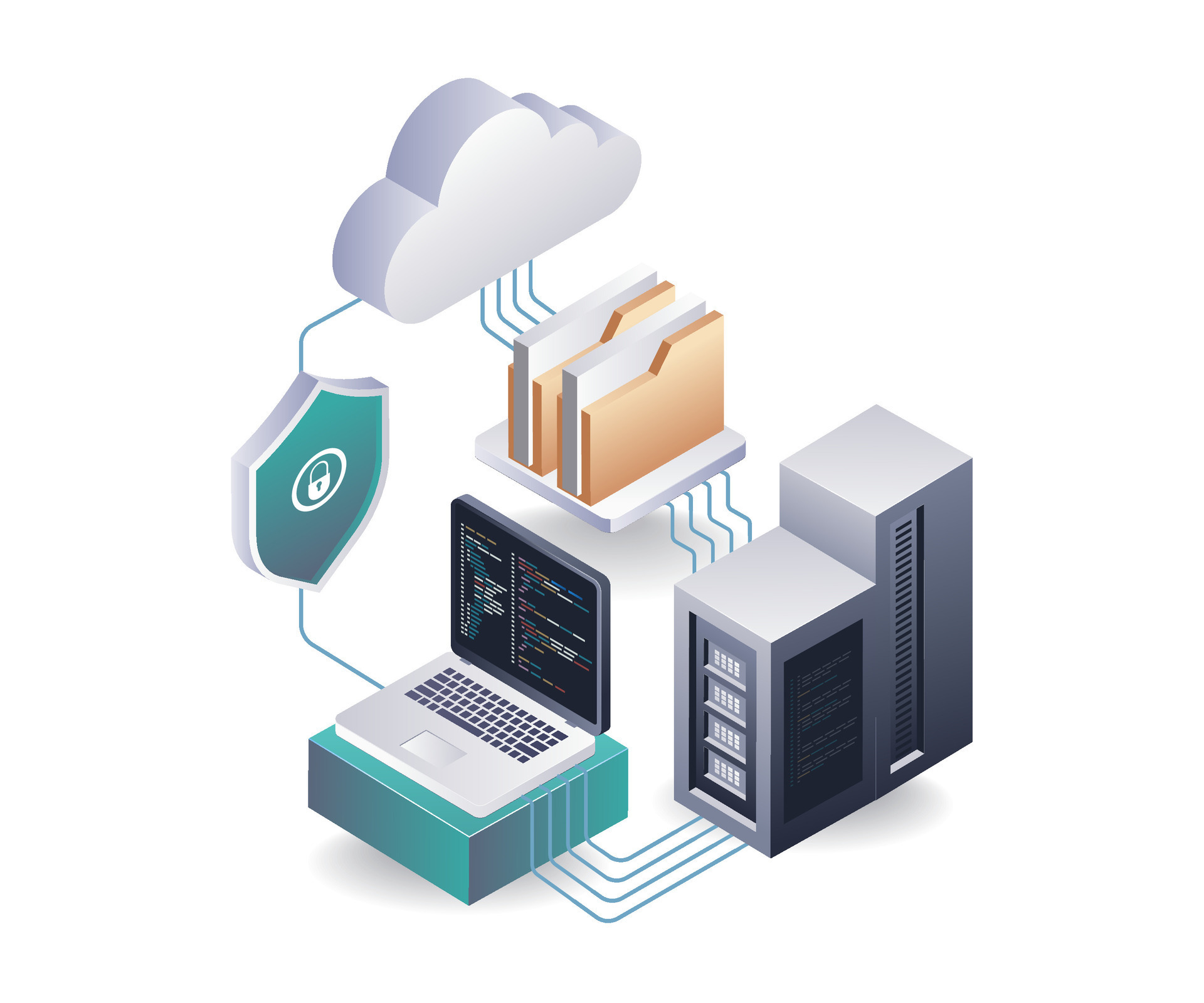 Programming for Data Security in Cloud Servers 47546889 Vector Art at ...