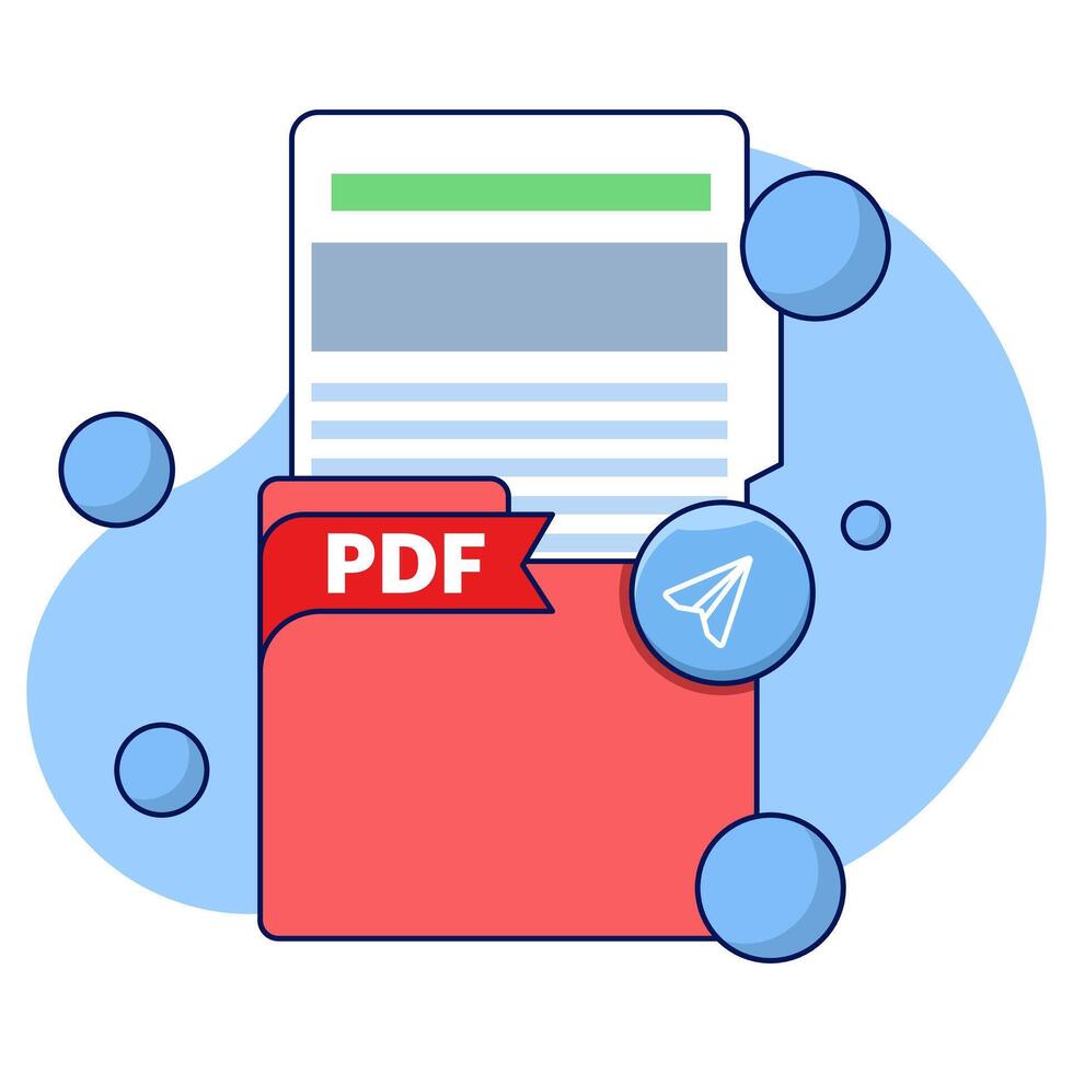 concept of sharing or sending in PDF document file format. Transfer files from computer folder ...