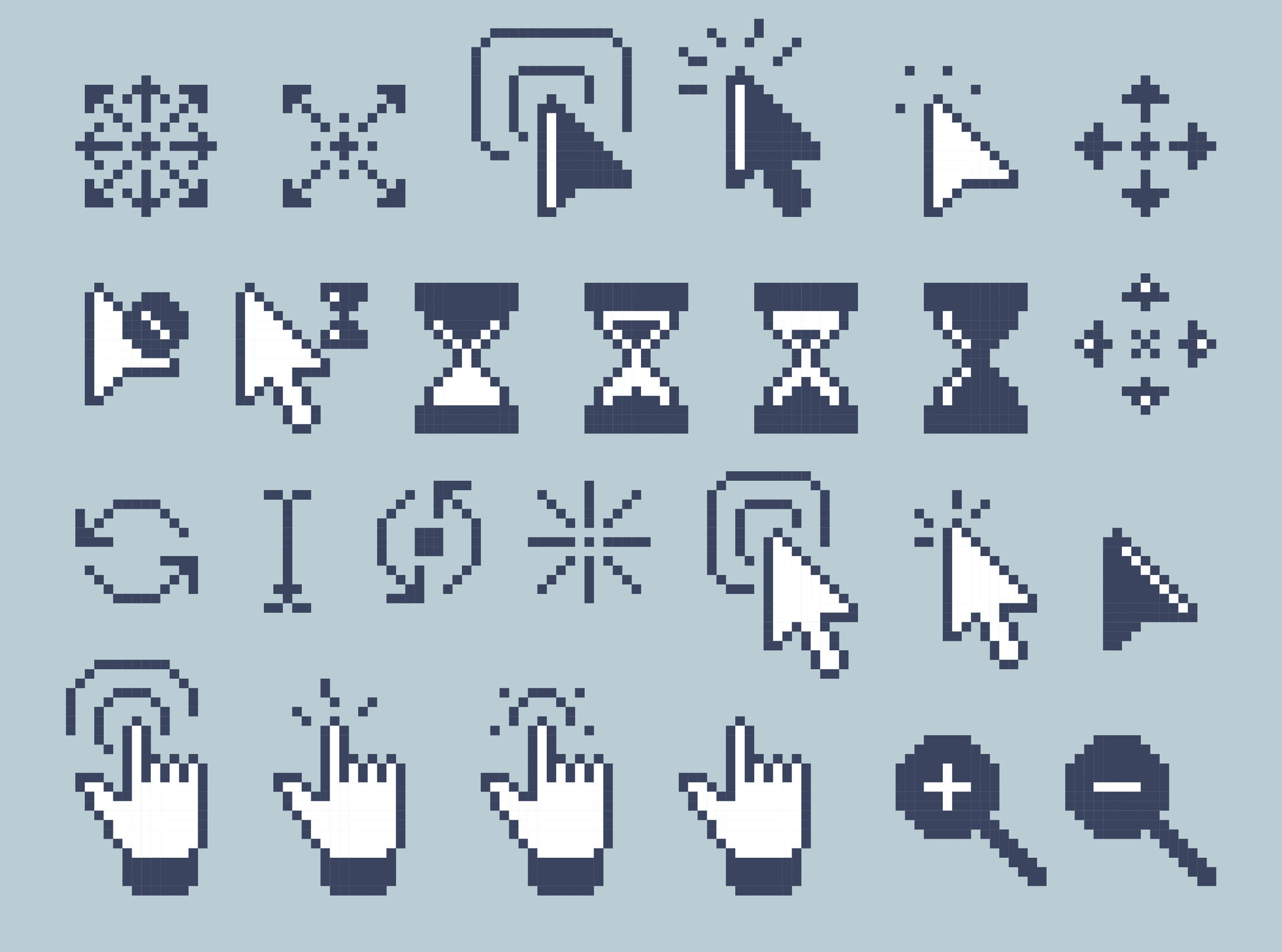 Retro Cursors Pointer Arrow Cursor Hand Finger Mouse Click Icons Retro 90s Computer Technology